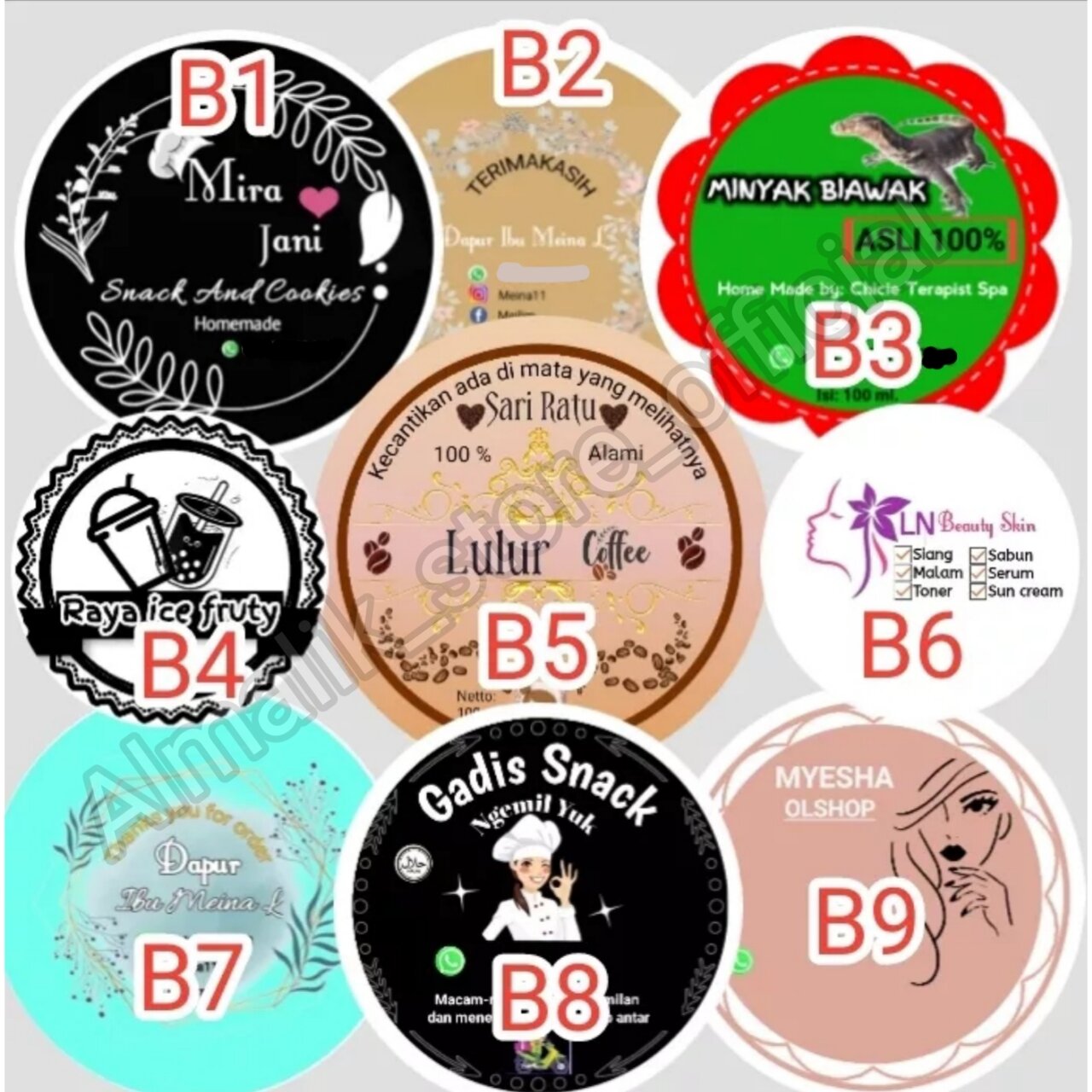 Stiker Label custom logo Usaha nama produk sendiri nama makanan kemasan ...