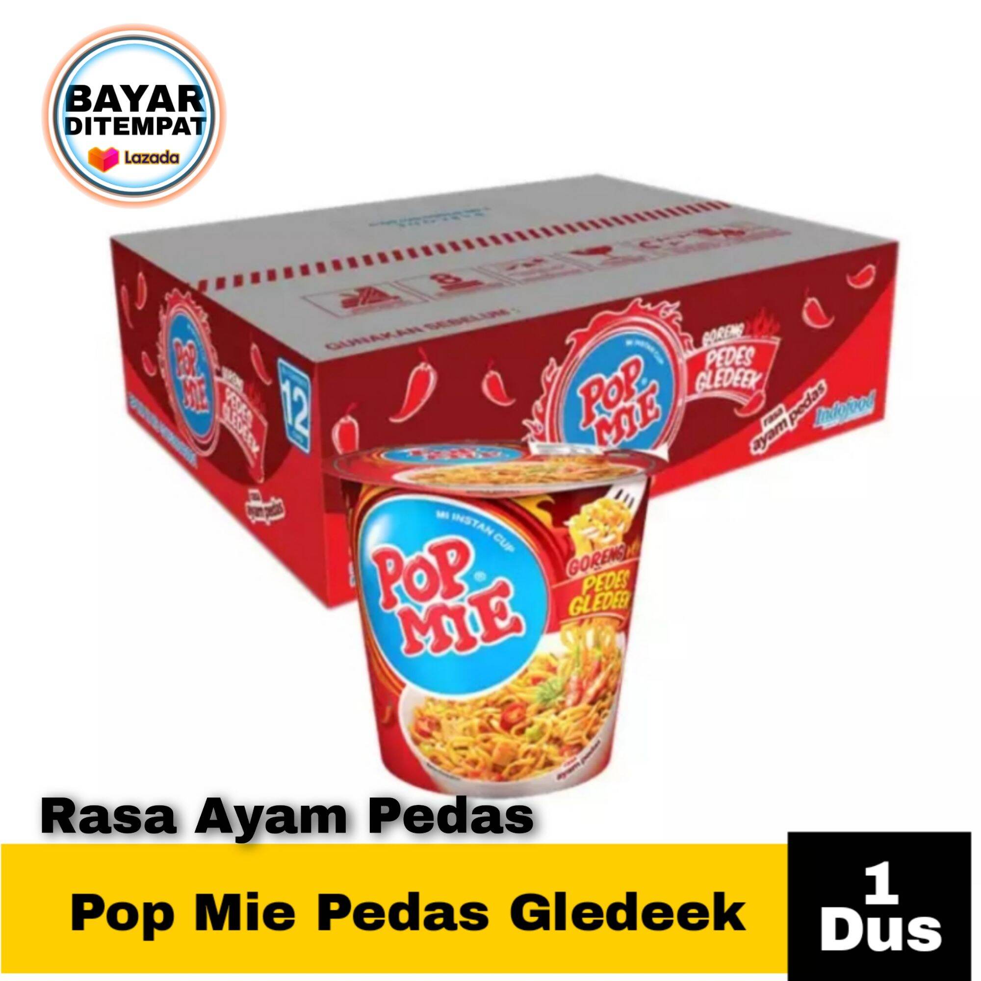Pop Mie Pedas Gledek Rasa Ayam Pedas Isi 12 Pcs | Lazada Indonesia
