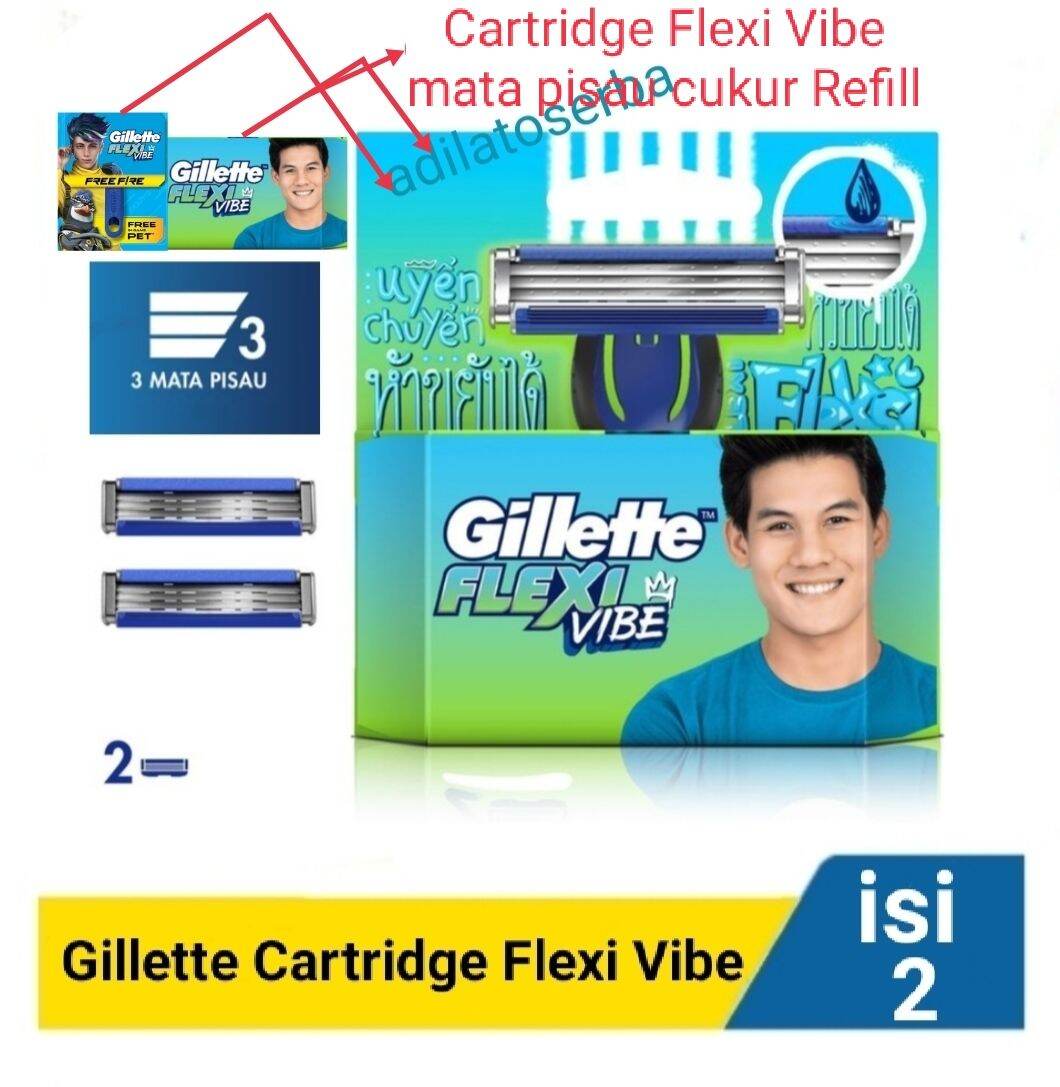 Gillette Flexi Vibe /Blue 3 Flexi 3 Mata Pisau Kepala Goyang Alat Cukur ...