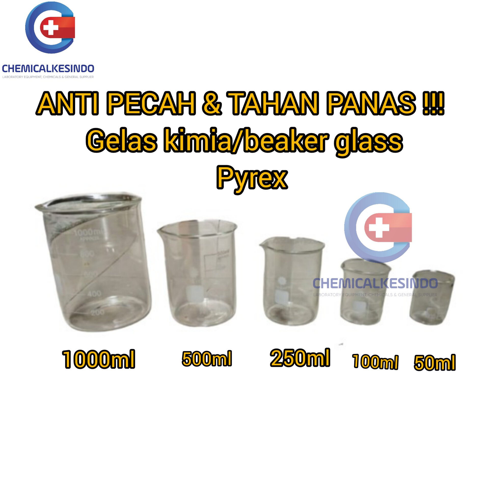 ANTI PECAH & TAHAN PANAS BEAKER GLASS / BEAKER GELAS KIMIA UKUR KACA ...