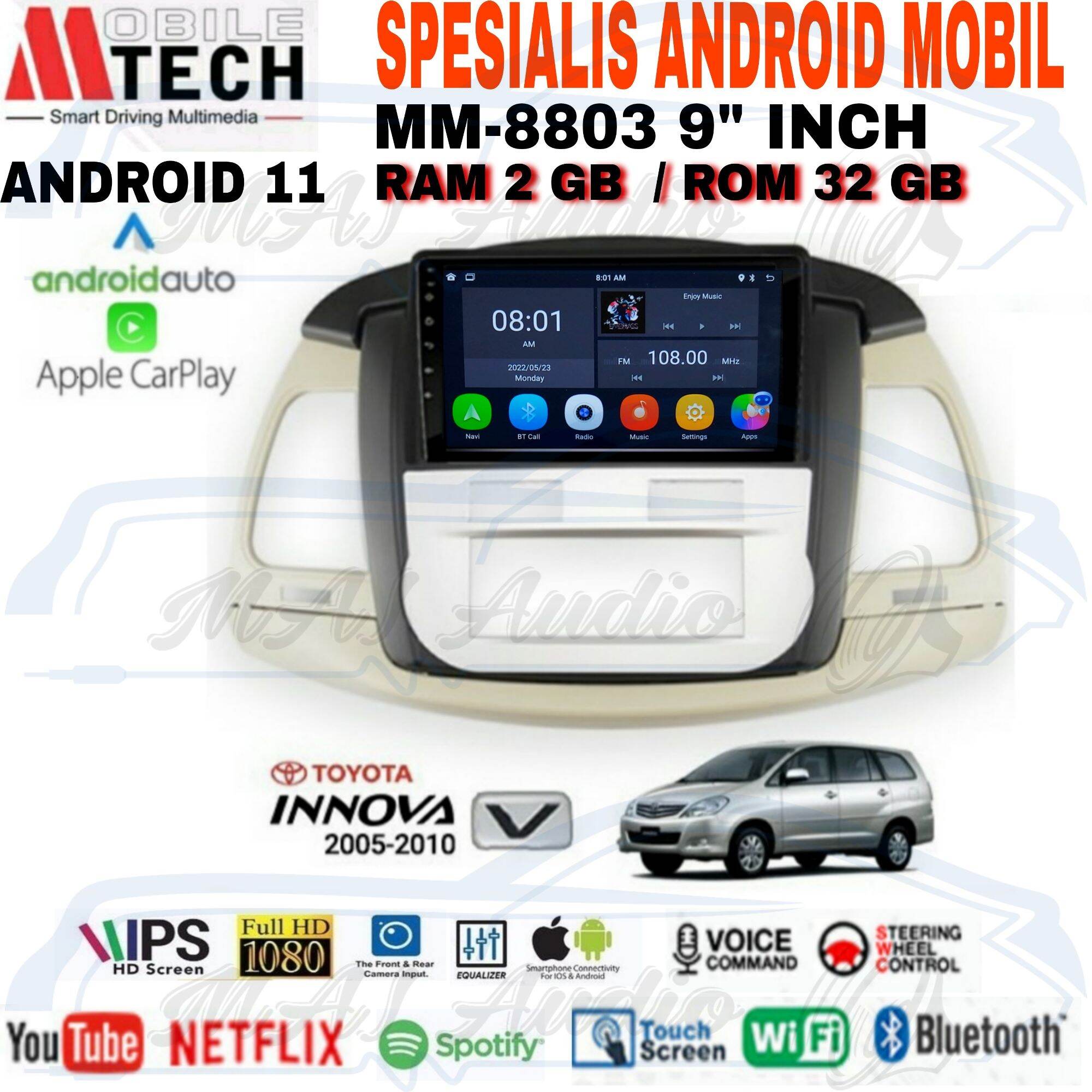 Head Unit Android Mtech 9 inch OEM Toyota Innova type V digital AC 2004 ...