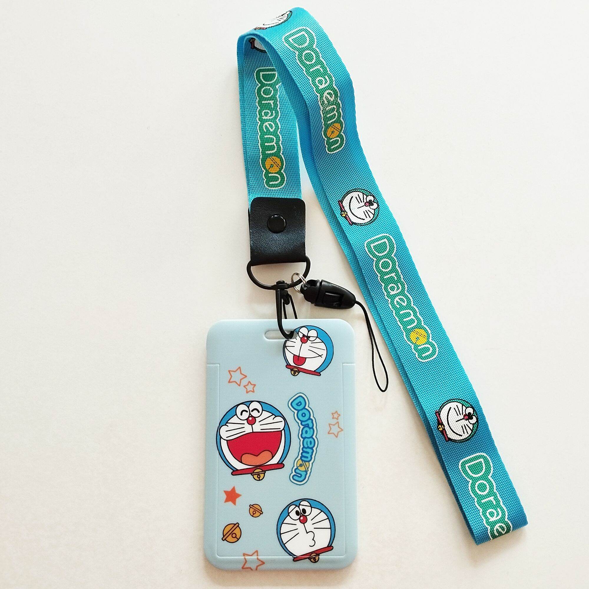 Doraemon ID Card Holder Lanyard 1 Name Tag Gantungan Kalung Wadah Kartu ...