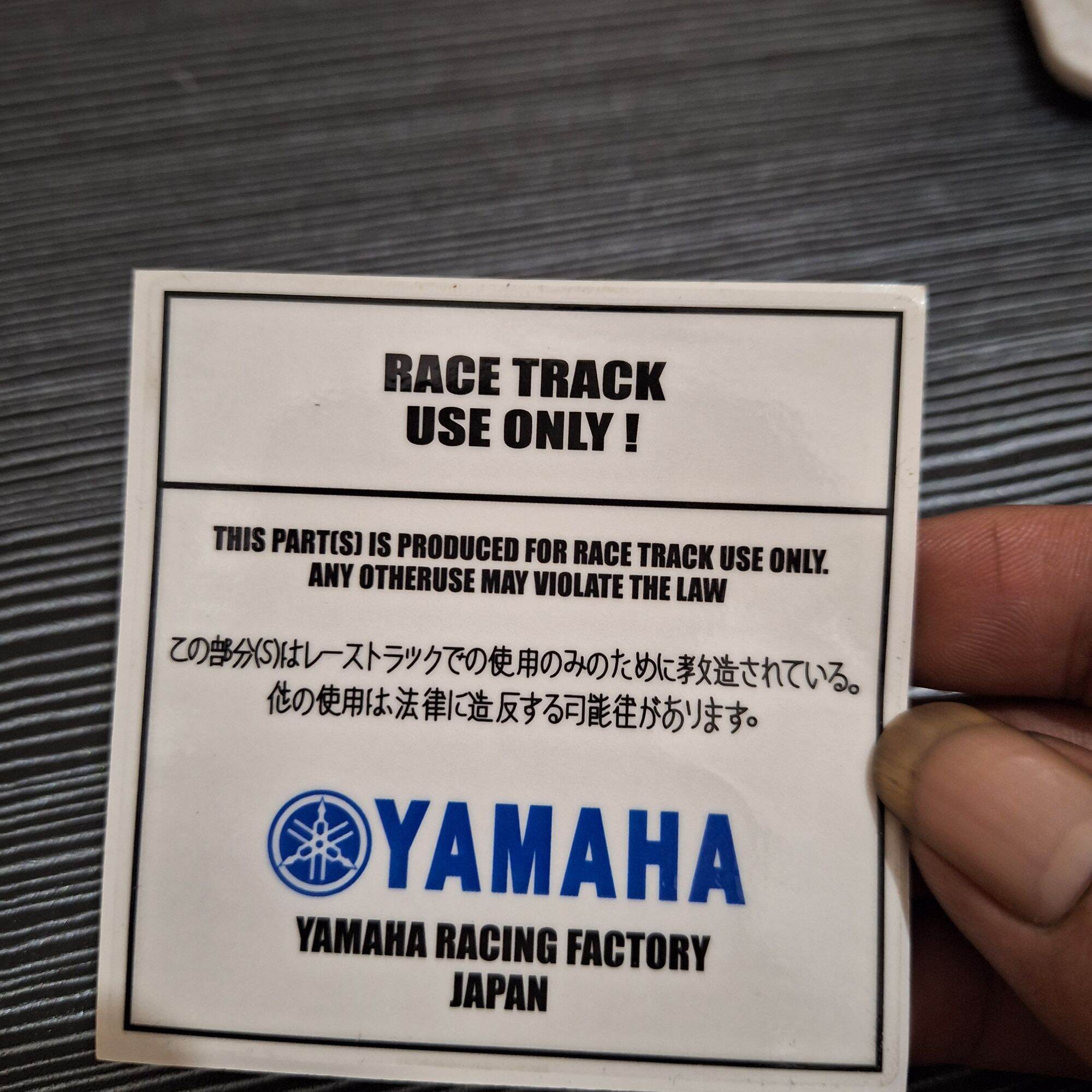 STICKER WARNING YAMAHA RACE TRACK USE ONLY STIKER YAMAHA RACING FACTORY ...
