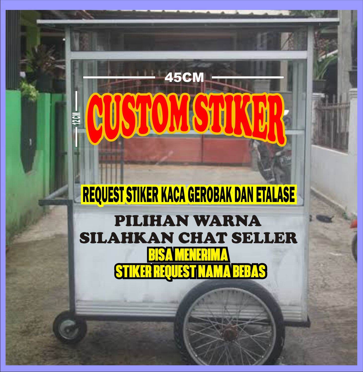 stiker cutting kaca gerobak,etalase 2 warna custom nama bebas | Lazada ...