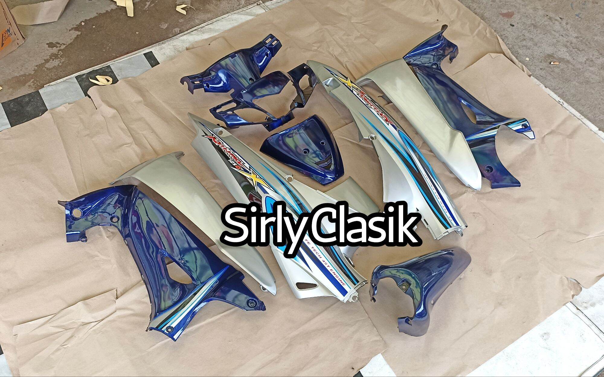 Cover Body Fullset Halus Honda Karisma 125 X Lis Stiker 2005 Warna Biru ...