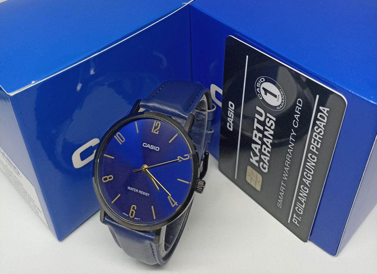 JAM TANGAN CASIO MTP-VT01BL TALI KULIT ORIGINAL GARANSI RESMI | Lazada ...