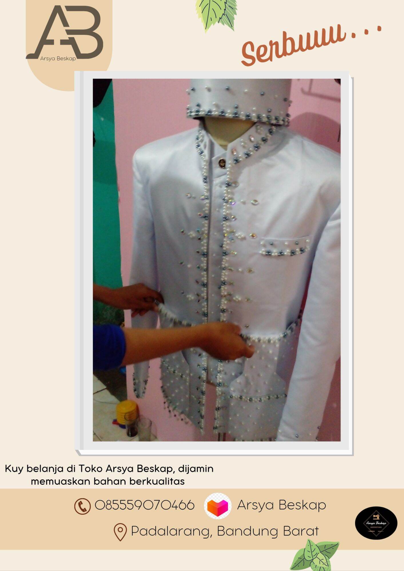 (BEST SELLER) PRE ORDER COD JAS PENGANTIN PRIA PUTIH BESKAP AKAD BASOFI ...