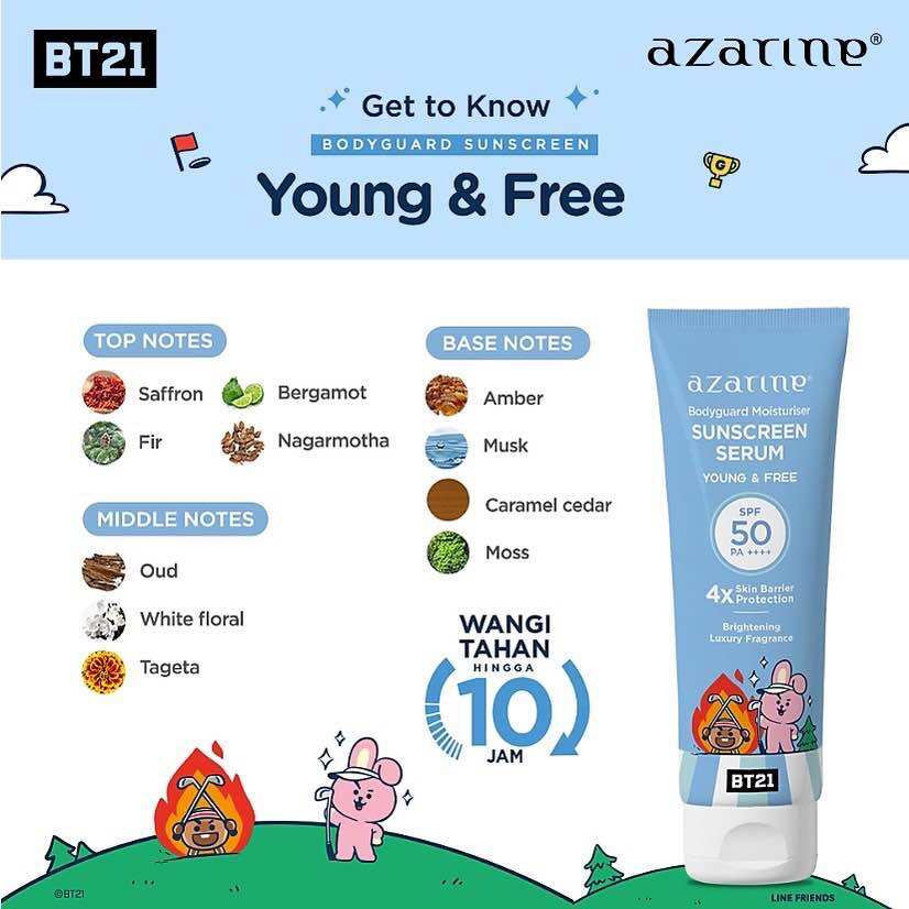 Azarine x BTS BT21 Bodyguard Body Moisturizer Sunscreen Serum SPF50 PA ...