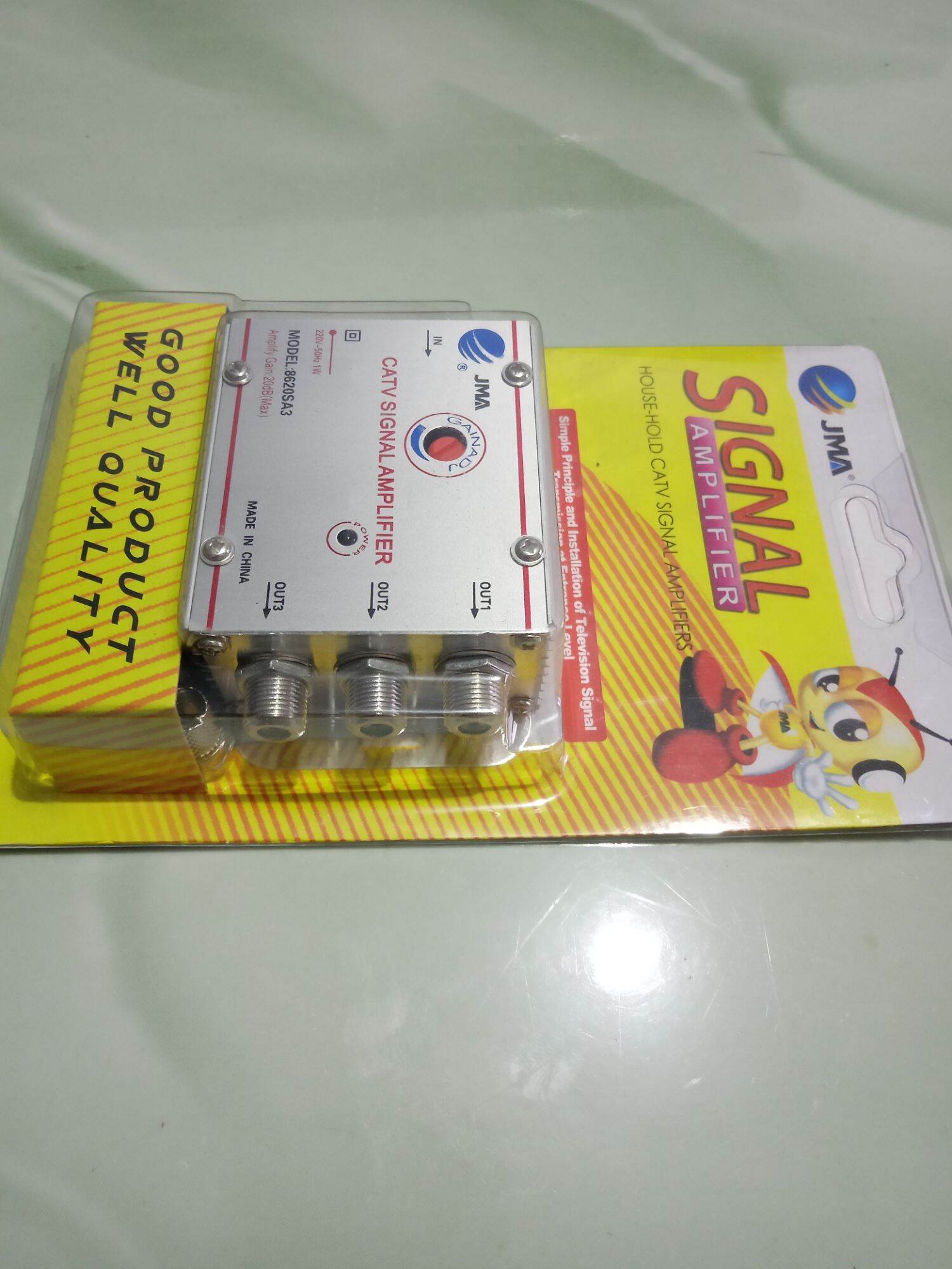 CATV Signal Amplifier Penguat Sinyal TV 20dB 3 way Booster Splitter 1-3 ...