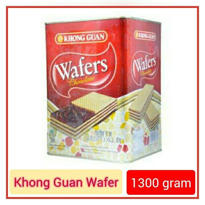 KHONG GUAN WAFER CHOCOLATE / wafer Kaleng kotak Besar 1300 gram ...