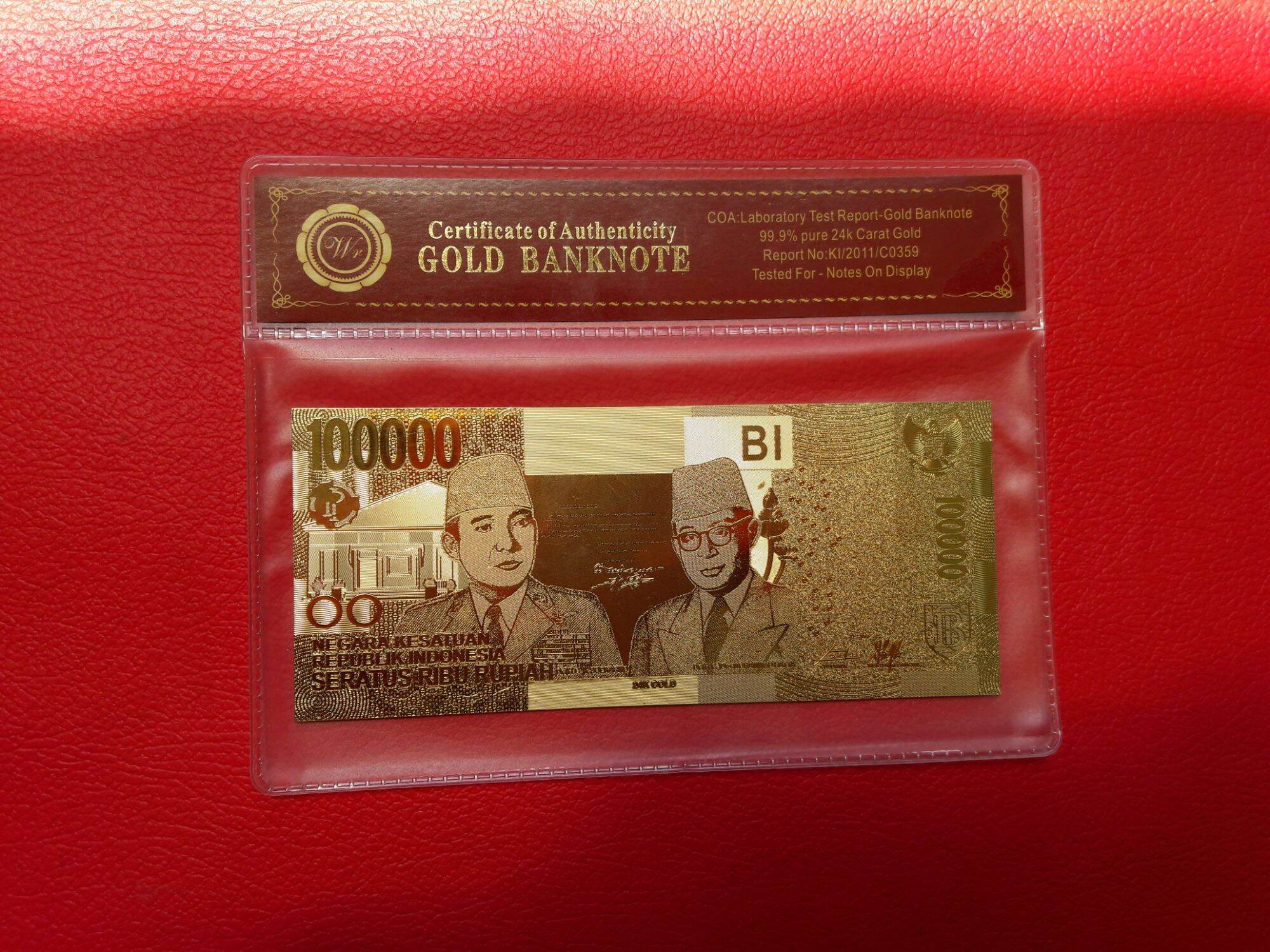 Plastik gold foil bergambar 100 ribu soekarno hatta dengan plastik ...