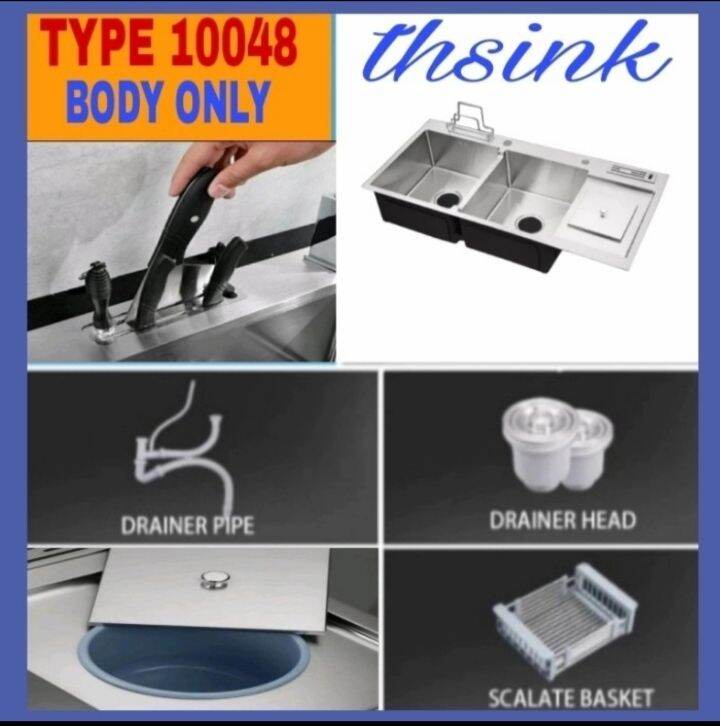 Kitchen sink thsink 10048 stainless sus 304 -komplit tinggal pasang ...
