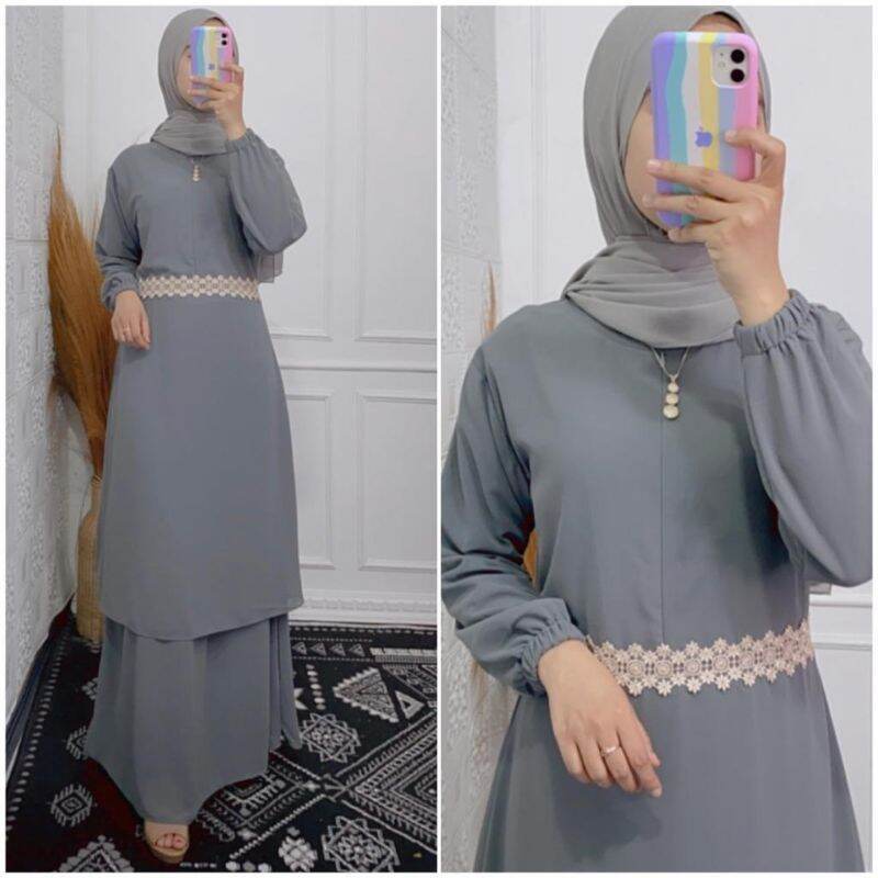 alfiani gamis Malaysia renda terbaru/gamis melayu /gamis malaysia polos ...