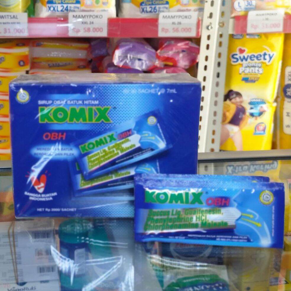 KOMIX OBH SACHET 7 ML / OBAT BATUK BERDAHAK KOMIX OBH 7ML / KOMIX BIRU ...