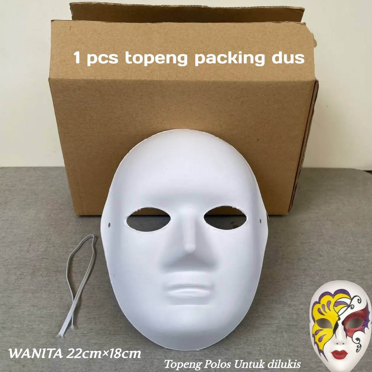 Topeng Polos untuk dilukis / Topeng Lukis Wajah Polos Putih Pria Wanita ...