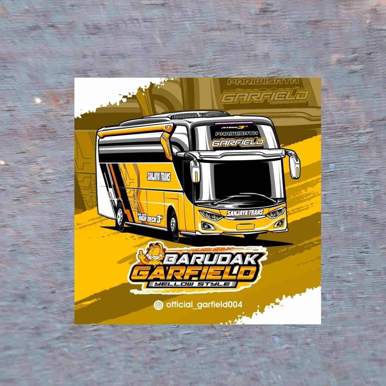 Stiker bus GARFIELD isi 3 stiker bis bus Sanjaya trans Barudak garfield ...