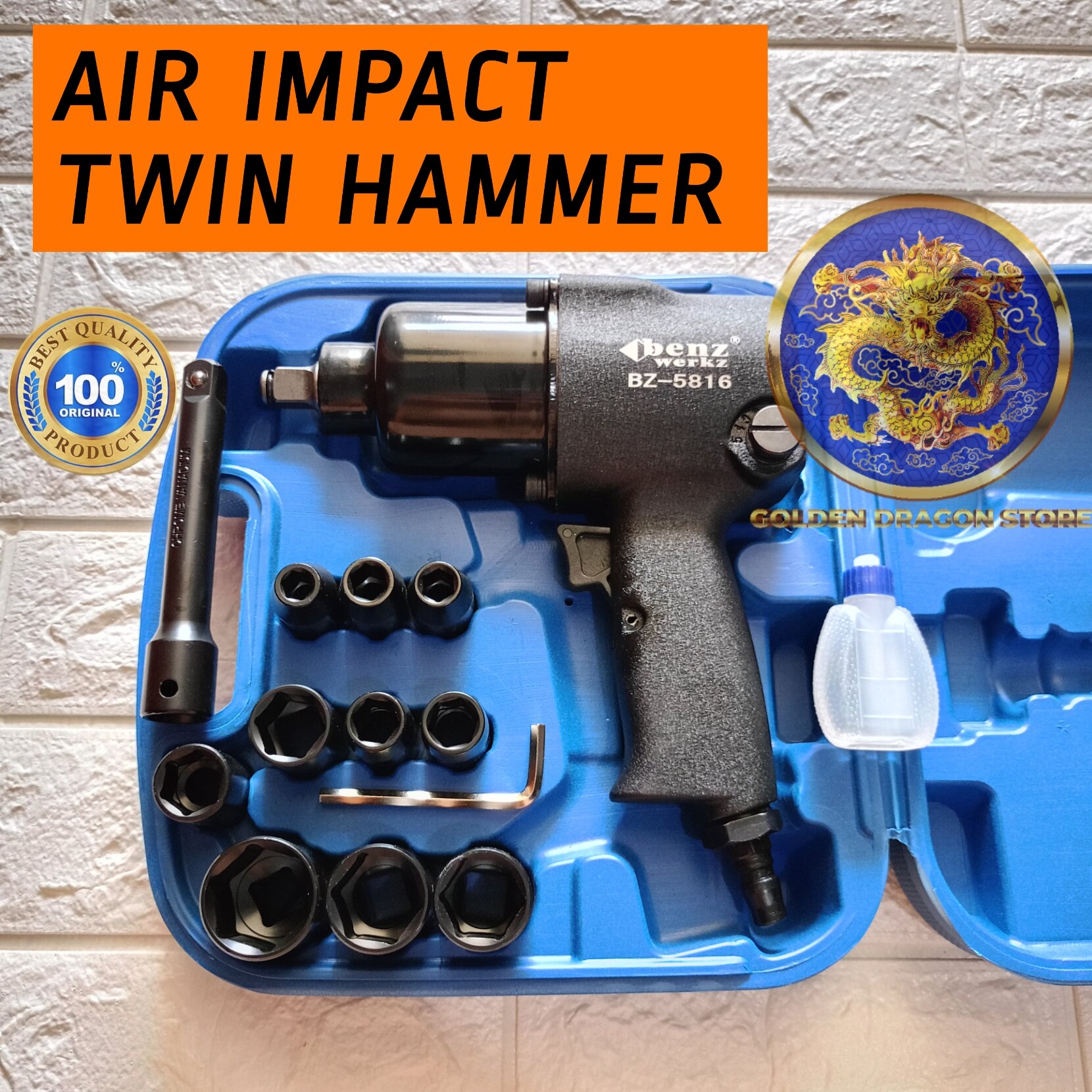 Air Impact Wrench 1/2" Twin Hammer / Bor Angin Pembuka Baut 1/2" Inch ...