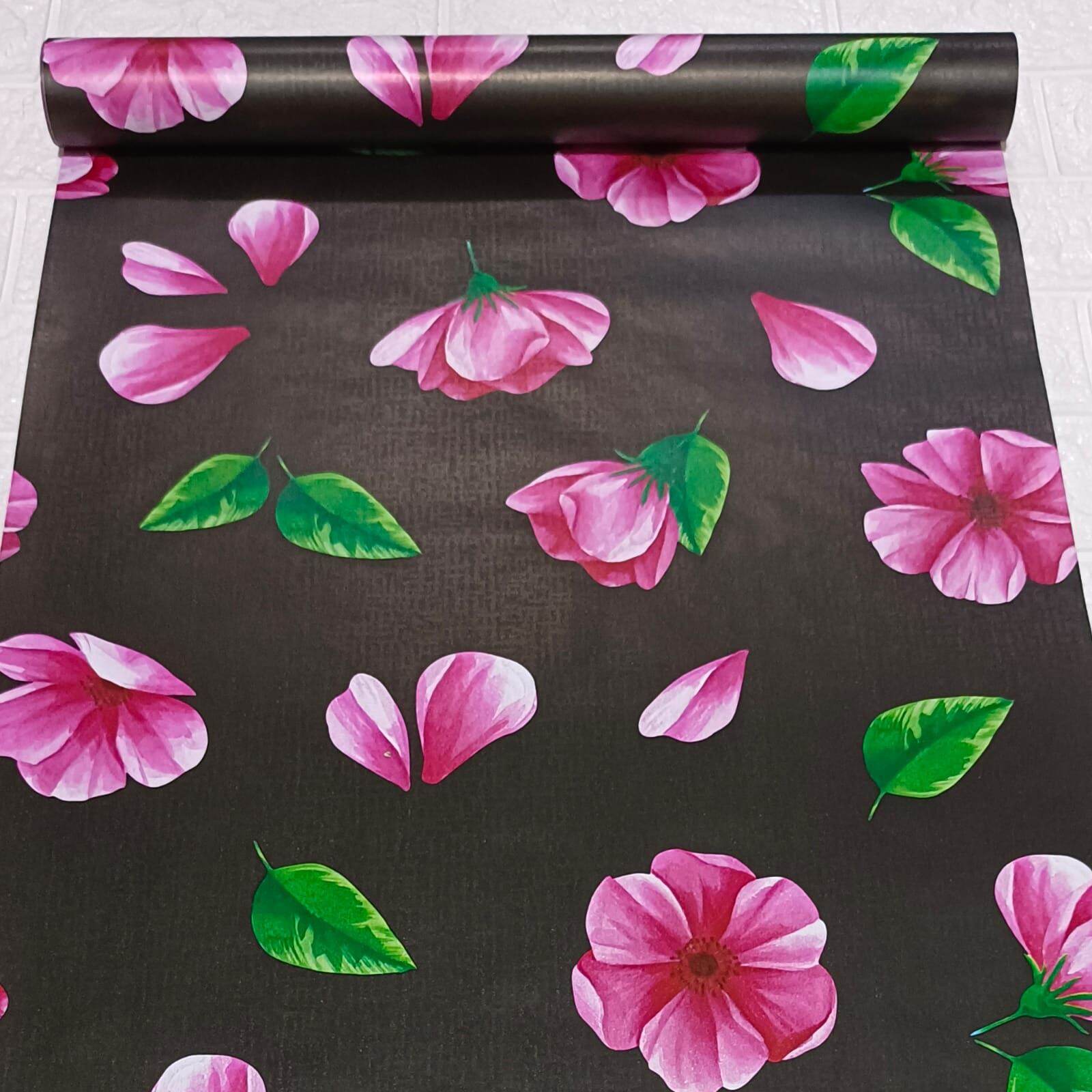 Wallpaper Sticker Dinding Hitam Bunga Pink Kekinian Terjangkau ...