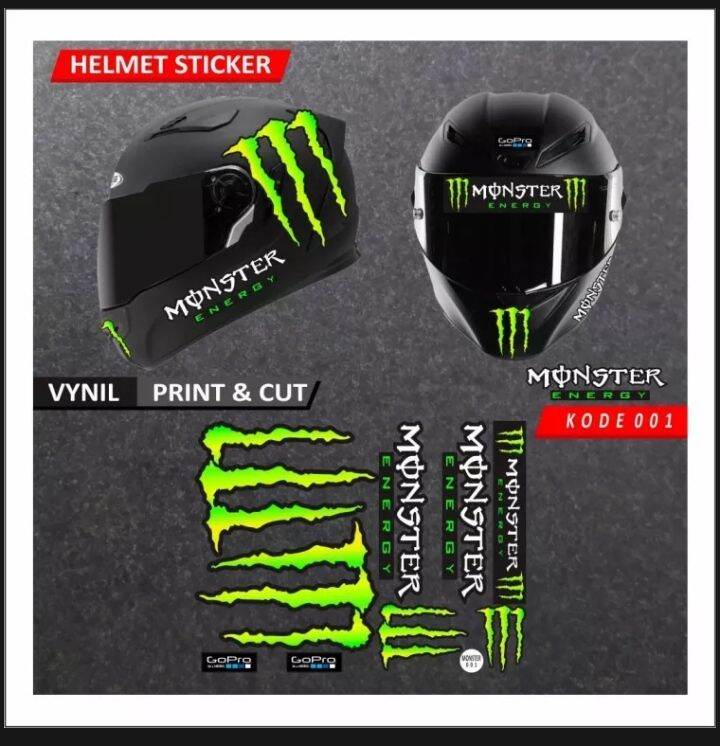sticker helm NASA / stiker helem leopard/Lis polet monster energi ...