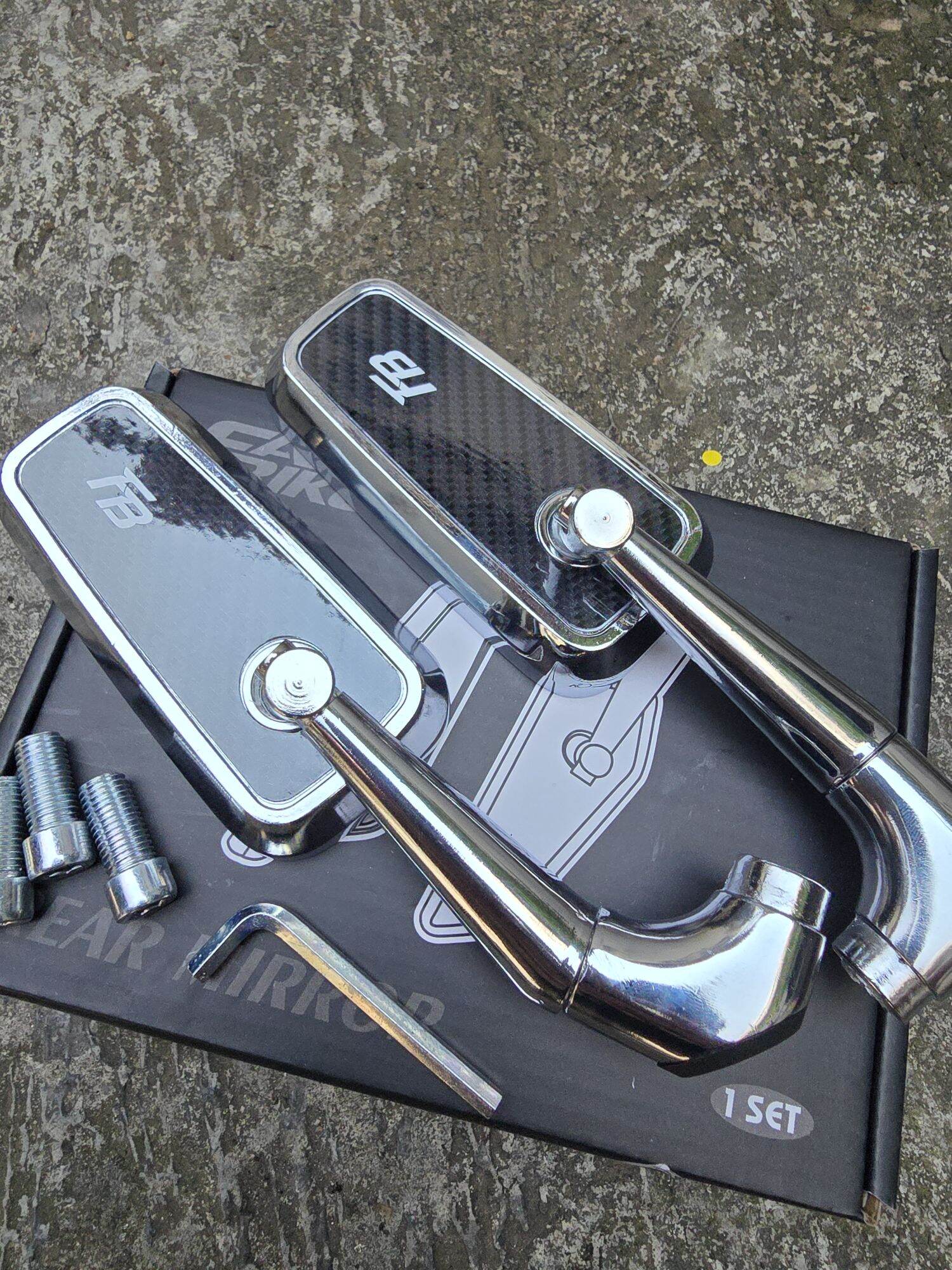 Spion H2C Vietnam Racing Model Kotak Karbon Full CNC Chrome Dan Hitam ...