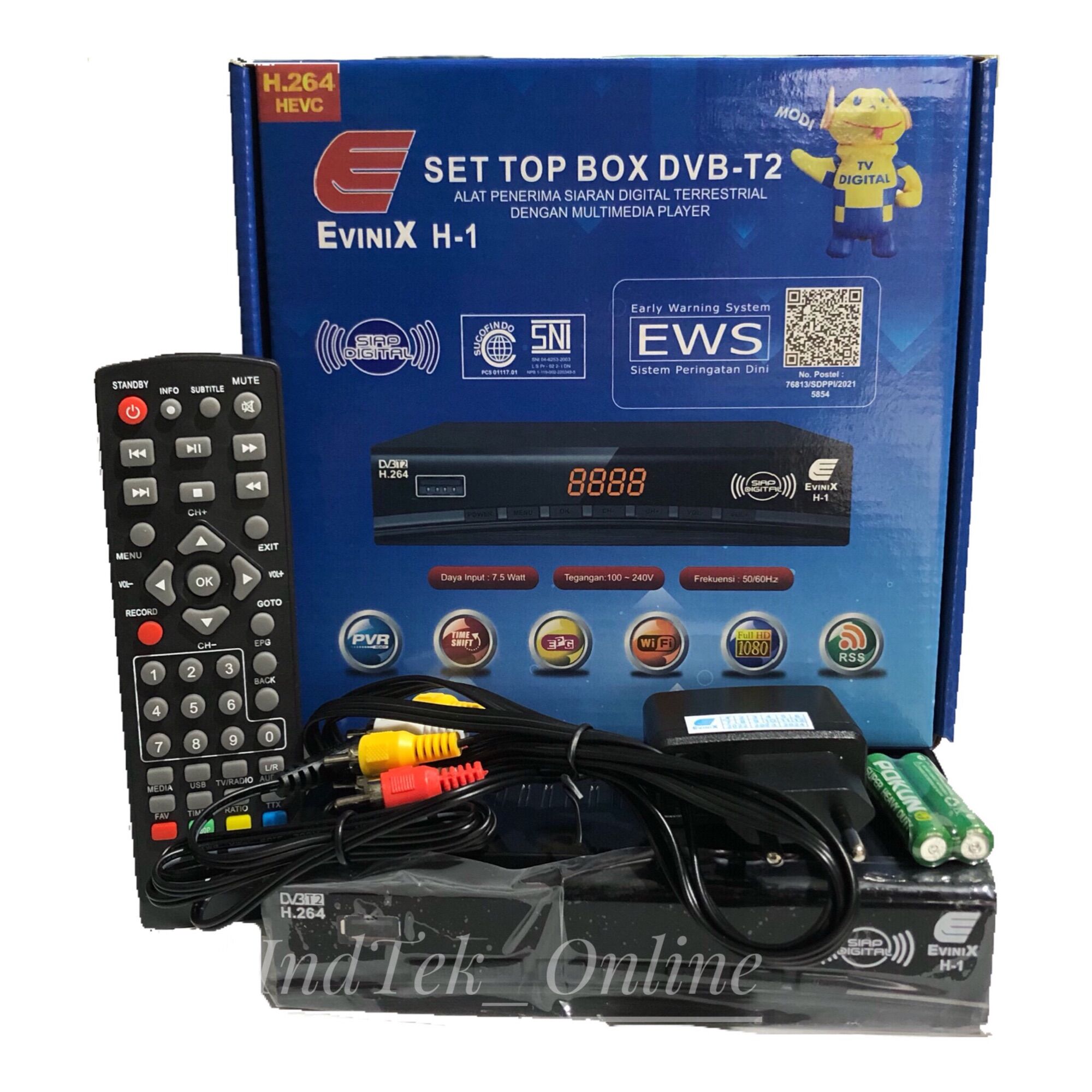 Receiver TV Set Top Box STB EVINIX H-1 HD DVB T2 Digital DVBT2 Antena ...