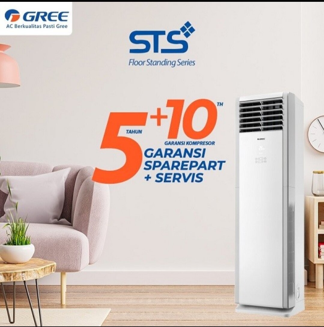 AC Gree Floor Standing Deluxe 3 PK 24STS Seri STS GVC Pendingin Ruangan 3PK Berikut Pasang Low ...