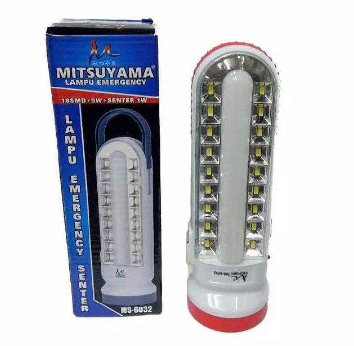 LAMPU CAS TAHAN 24 JAM TERANG MITSUYAMA MS- 6032 LAMPU LED EMERGENCY ...