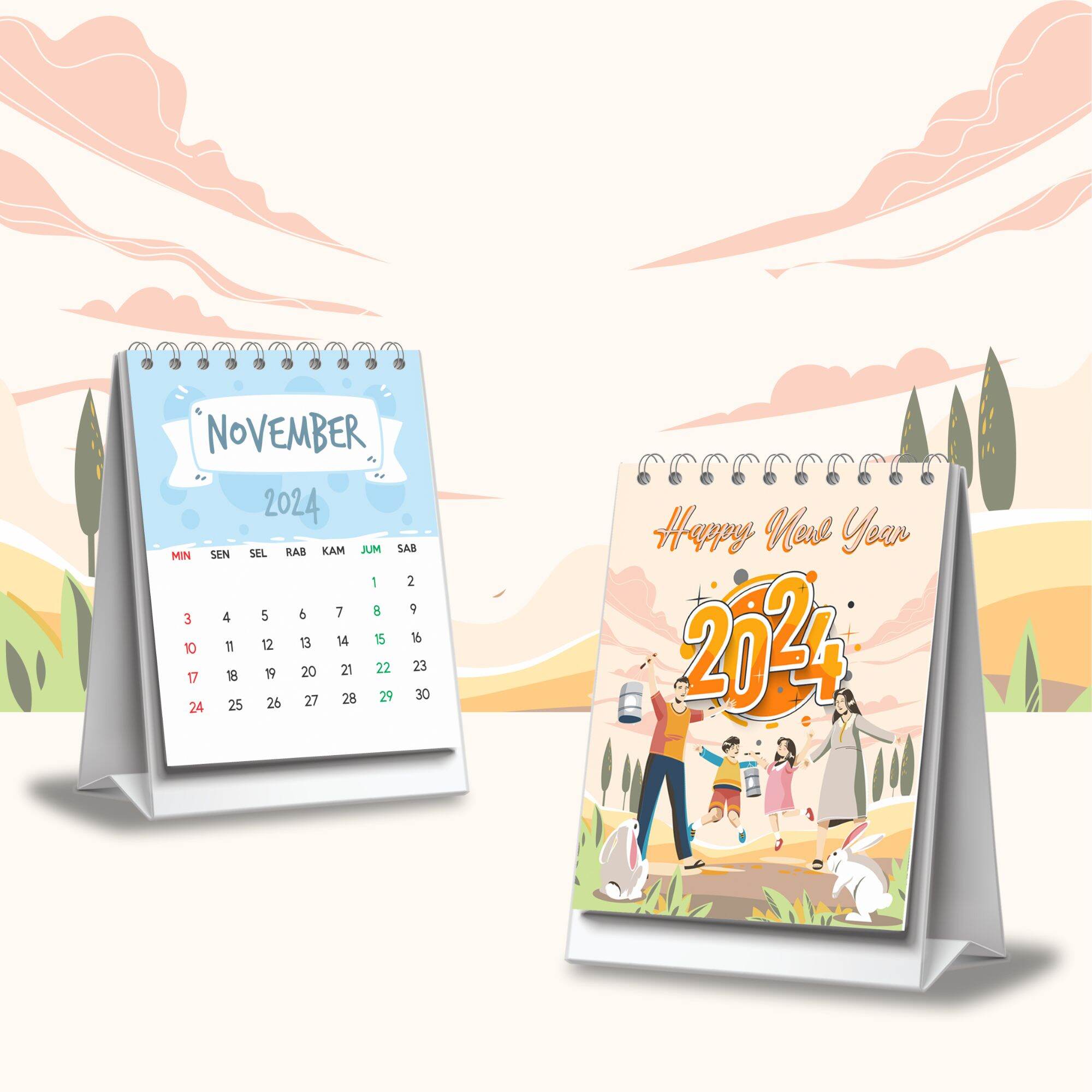Kalender meja mini 2024 kalender aesthetic desain keren kalender lucu ...