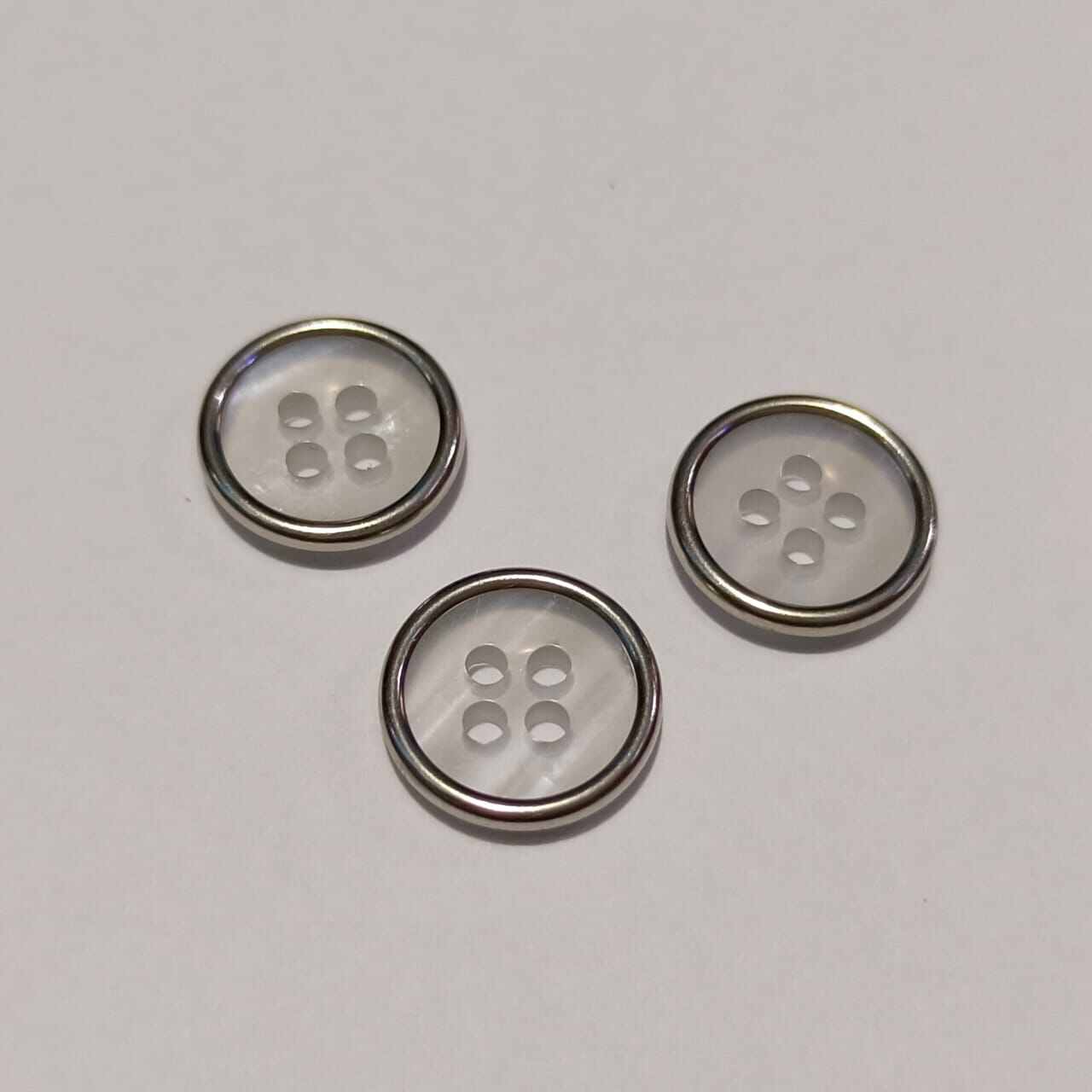 Kancing baju putih transparan list silver kancing kemeja /Hem ukuran 11 ...