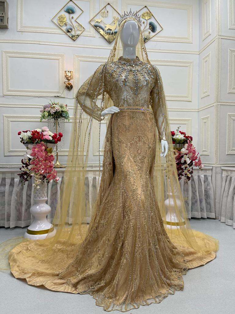 baju gaun pengantin warna krem coklat muda wedding dress slim span full ...