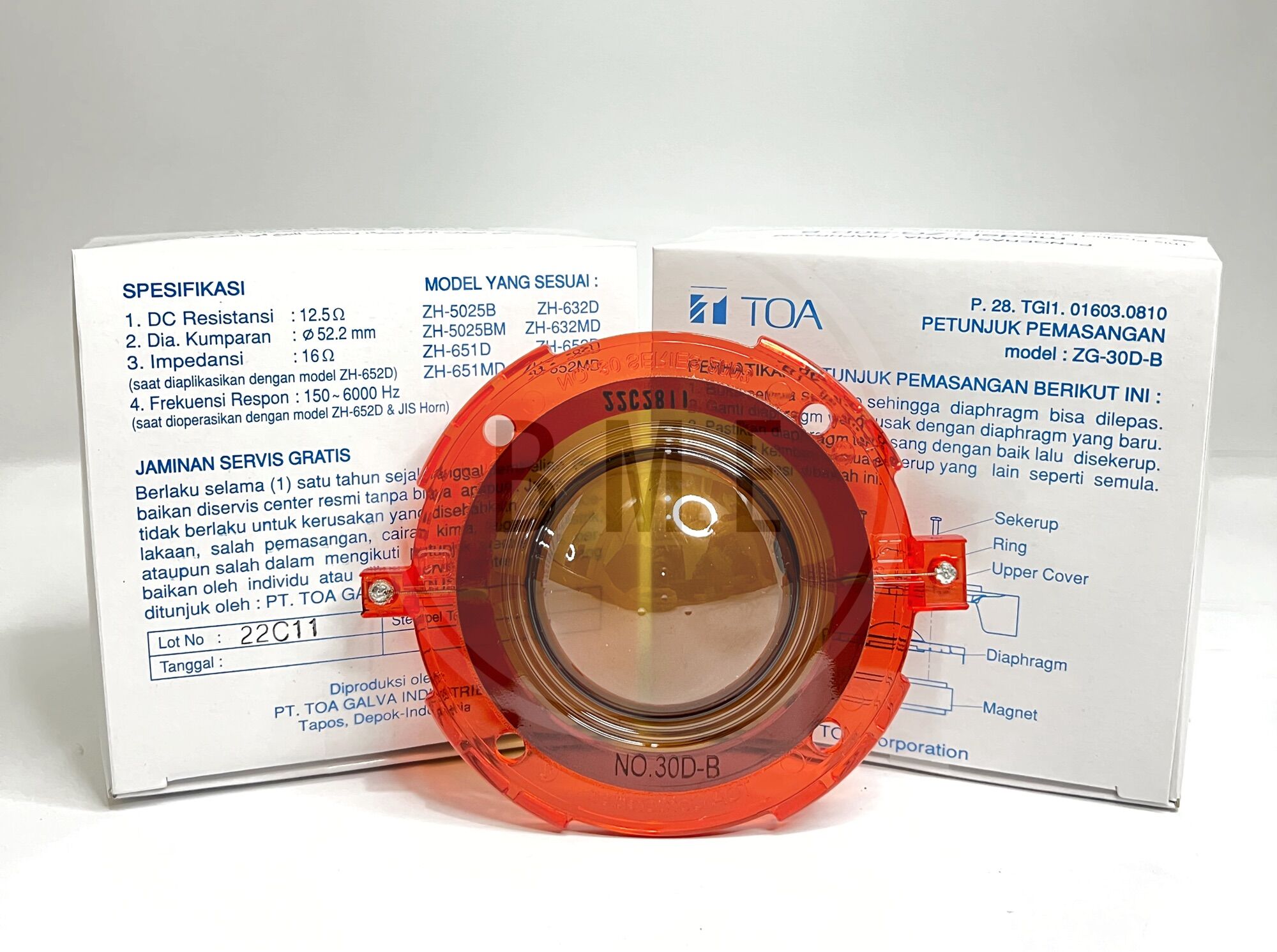 TOA ZG 30 DB SPULL CORONG HORN SPEAKER TOA SPUL 30 D B DIAPHRAGM 30DB ...