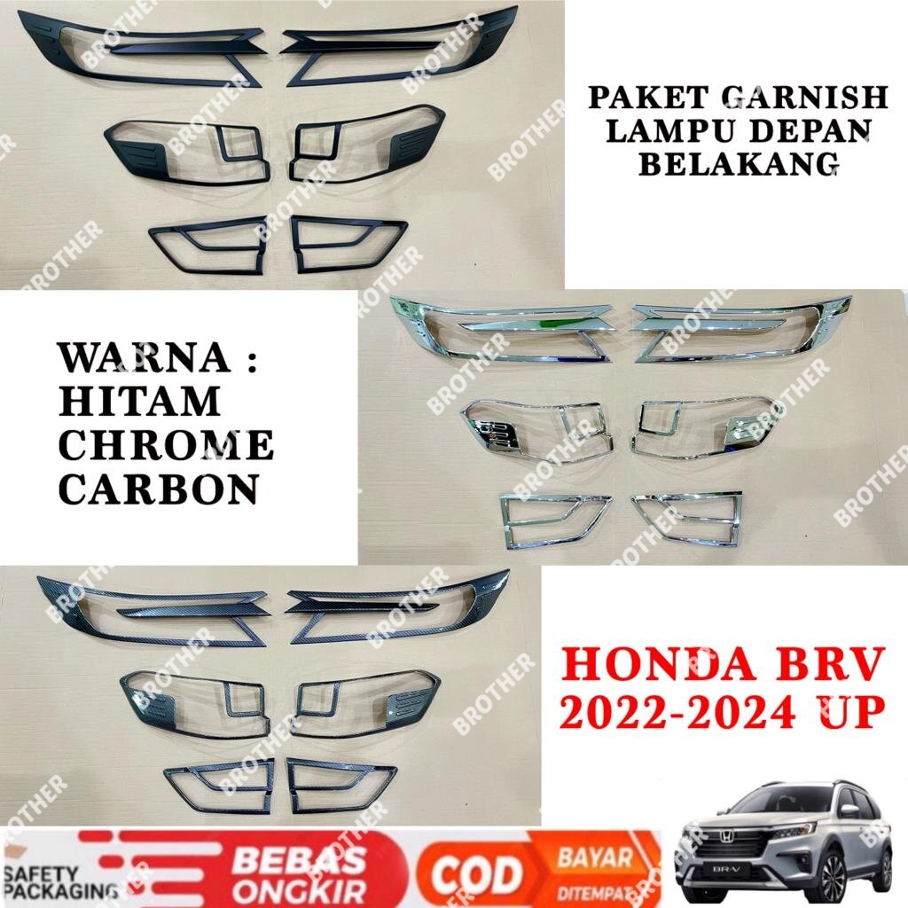 Paket Garnish Lampu Depan Belakang Honda BRV BR-V 2022 2023 2024 Hitam ...