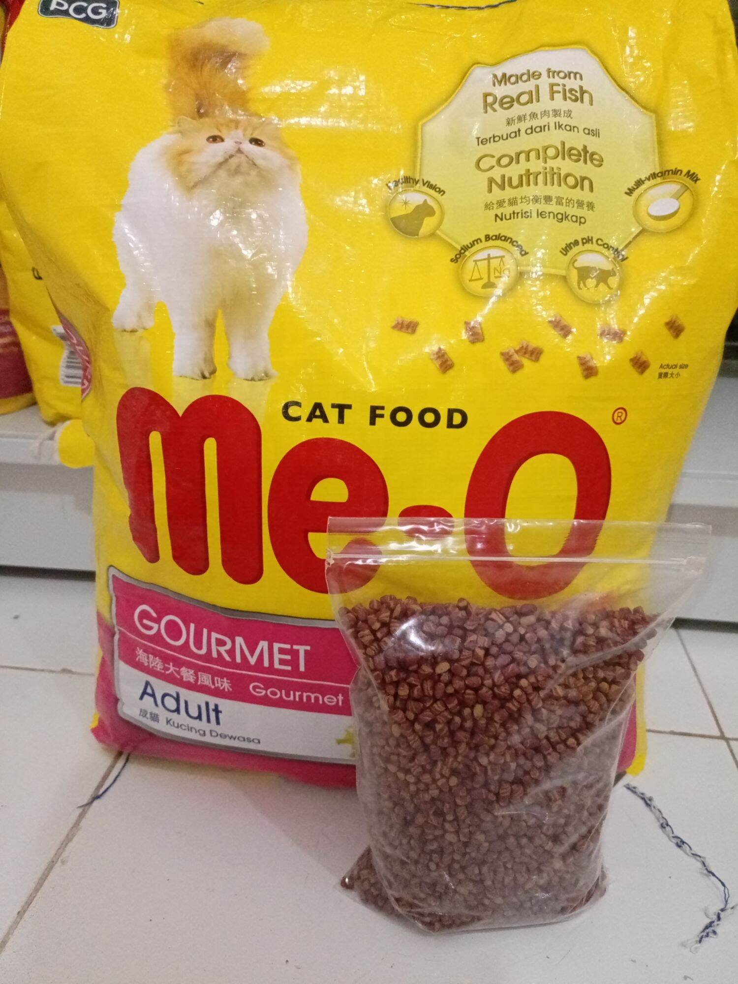 Makanan kucing meo gourmet Me-o gourmet repack 1 kg Dry food makanan ...