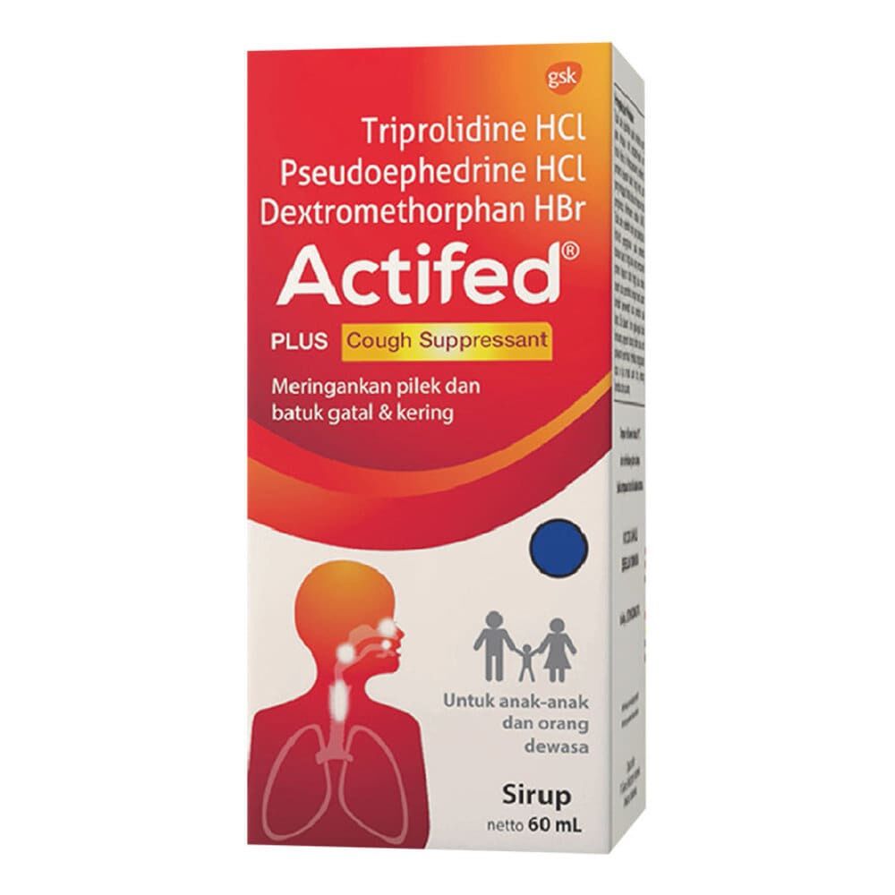 ACTIFED PLUS COUGH SUPRESSANT SIRUP 60ML OBAT BATUK KERING, GATAL ...