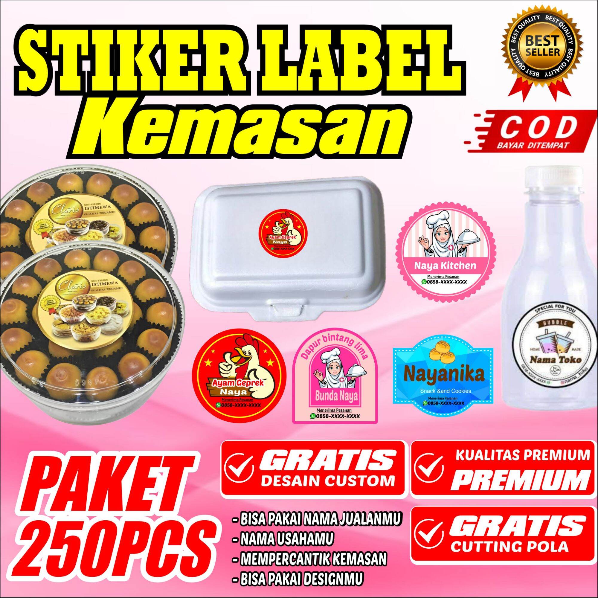 (250 PCS STIKER) CETAK STIKER LABEL MAKANAN MINUMAN LABEL KEMASAN ...