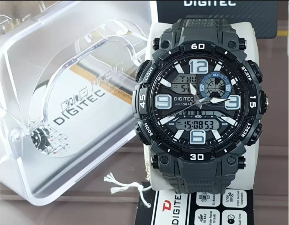 Jam Tangan Pria Digitec DA-2030T Dual Time Rubber Original Water ...