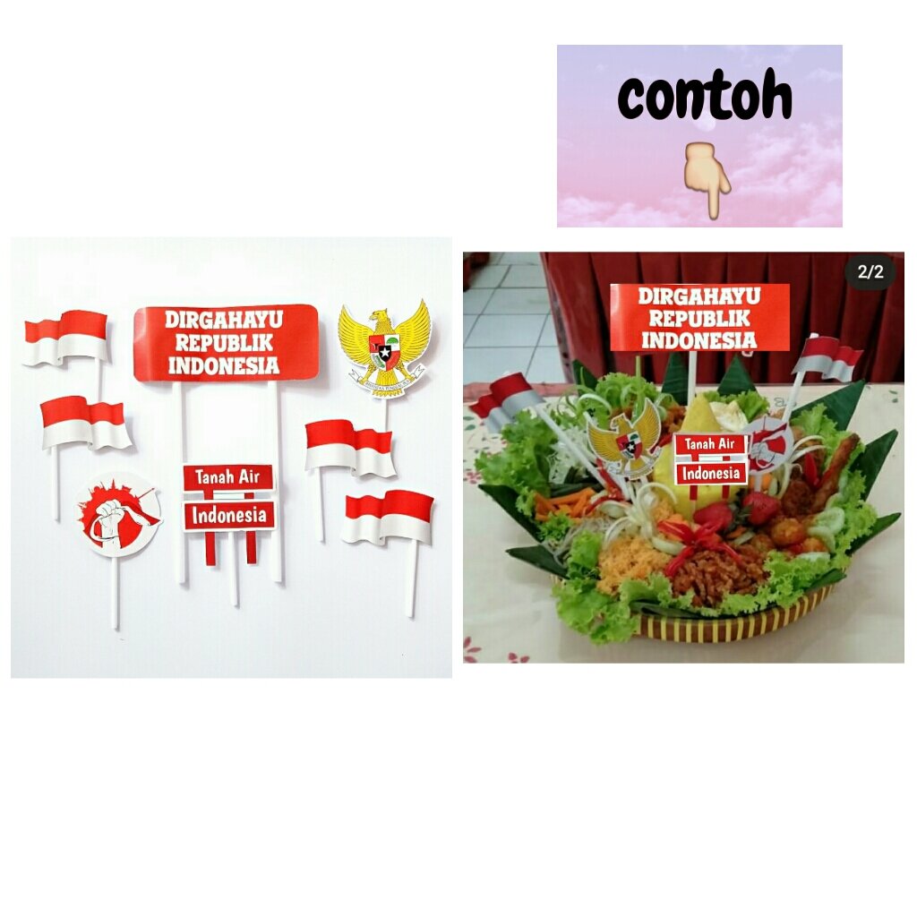 topper toper tusukan hiasan kue cake nasi tumpeng Dirgahayu ulang tahun ...