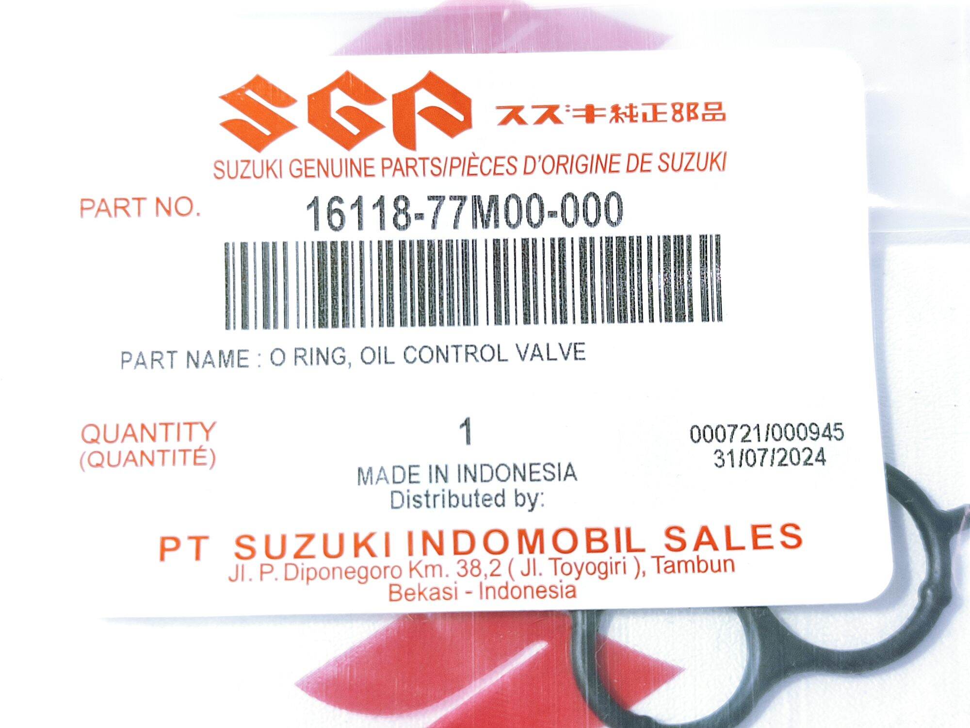 KARET ORING O RING OIL CONTROL VALVE VVT SUZUKI ERTIGA ORIGINAL PART ...
