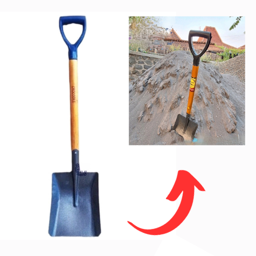 Sekop Pasir BESAR Persegi Gagang Kayu Skop Singkup Tanah Ujung Datar ...