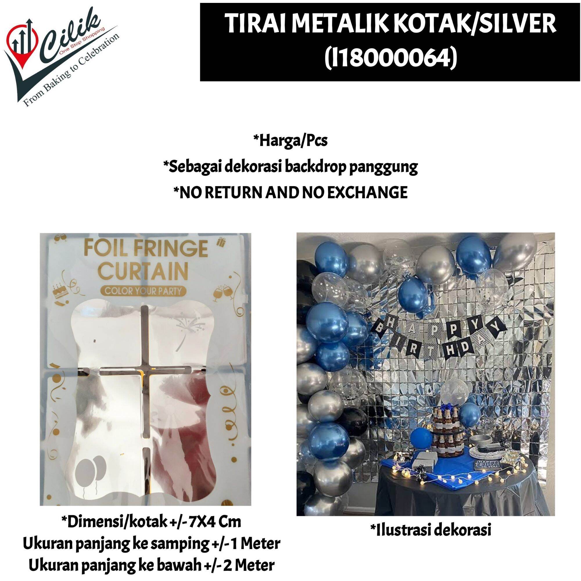 tirai backdrop plastik metalik silver kotak dekor acara pesta panggung ...
