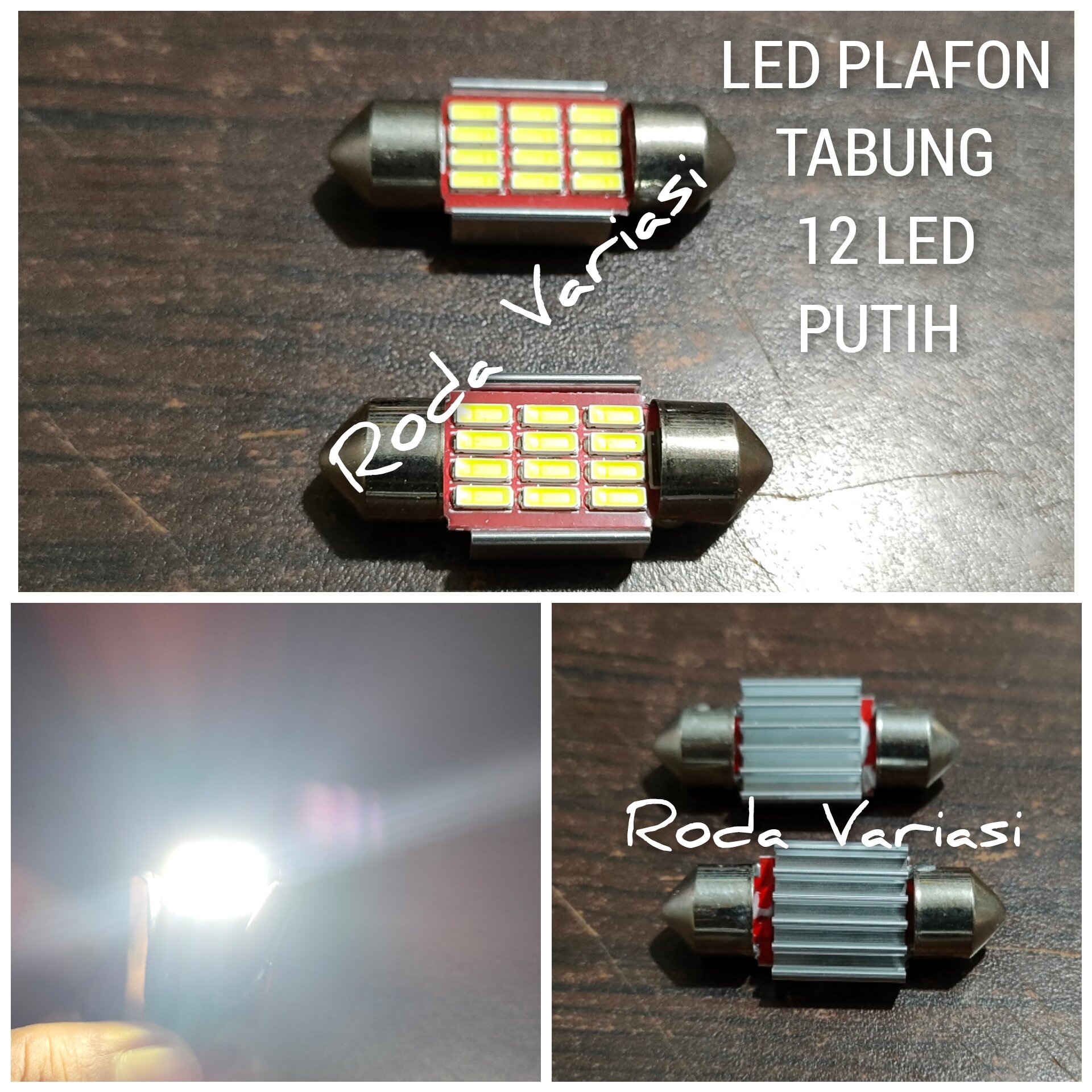 Lampu LED Plafon Kabin Mobil Model Tabung 12V 12 Mata Putih Super ...