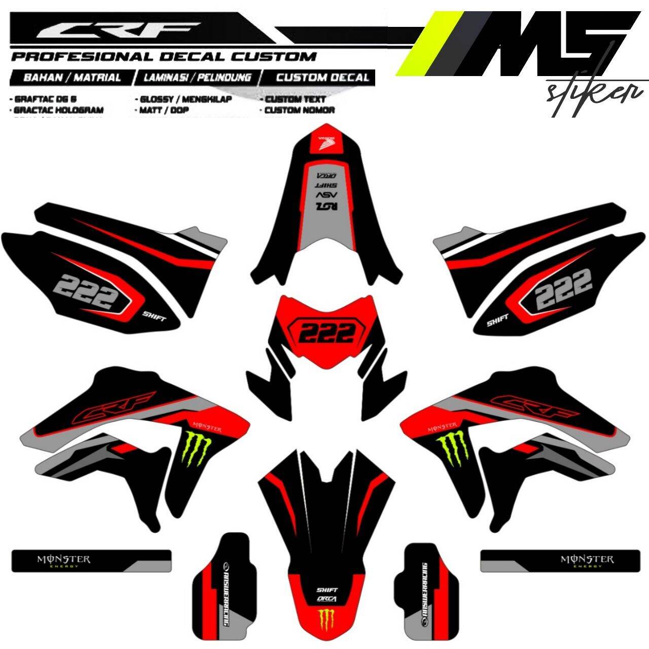 Decal Sticker Striping Variasi Fullbody CRF 150 L MONSTER (BISA TAMBAH ...