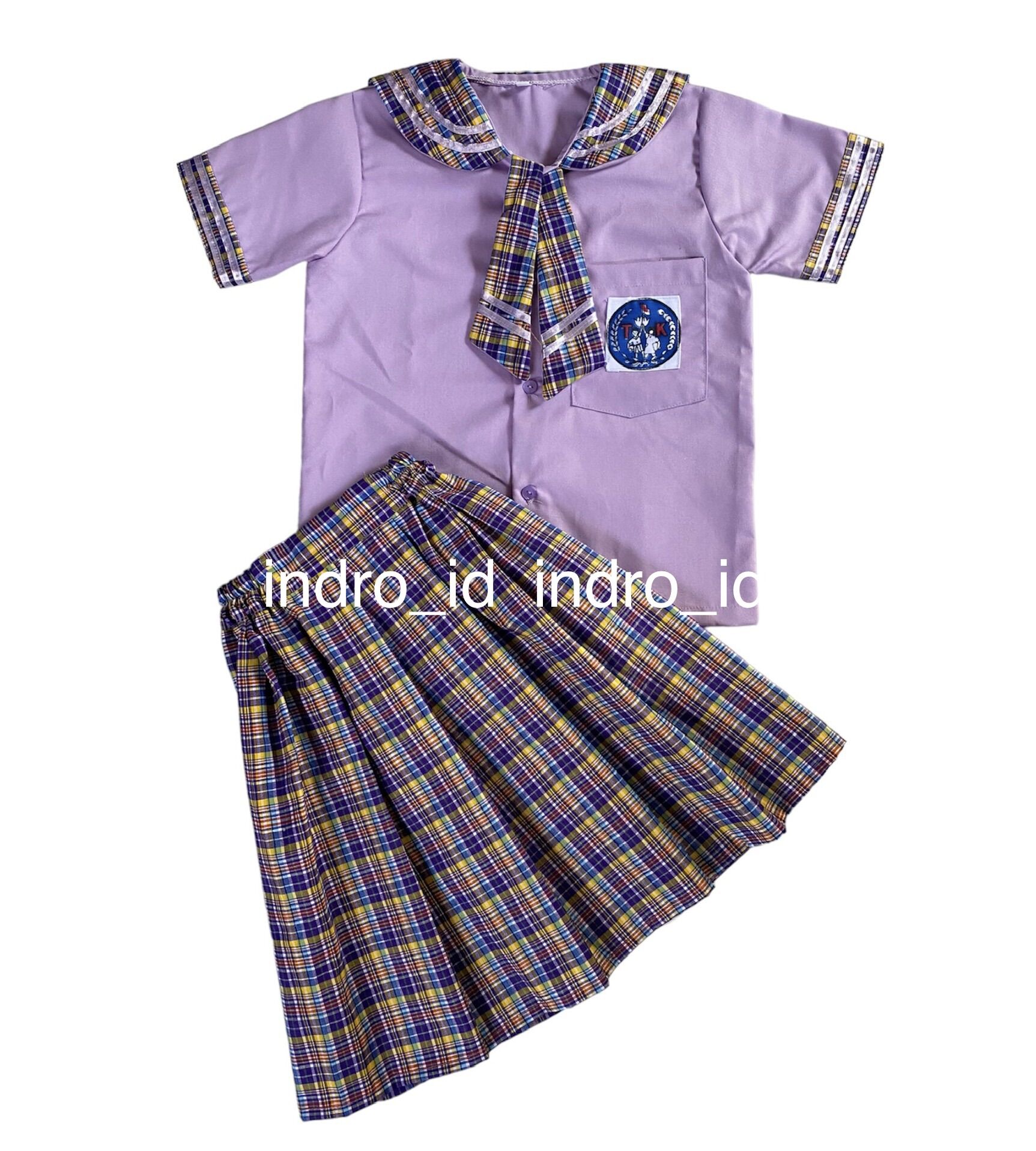 SERAGAM TK PAUD UNGU KOTAK KOTAK DASI 2 PENDEK PUTRI | Lazada Indonesia