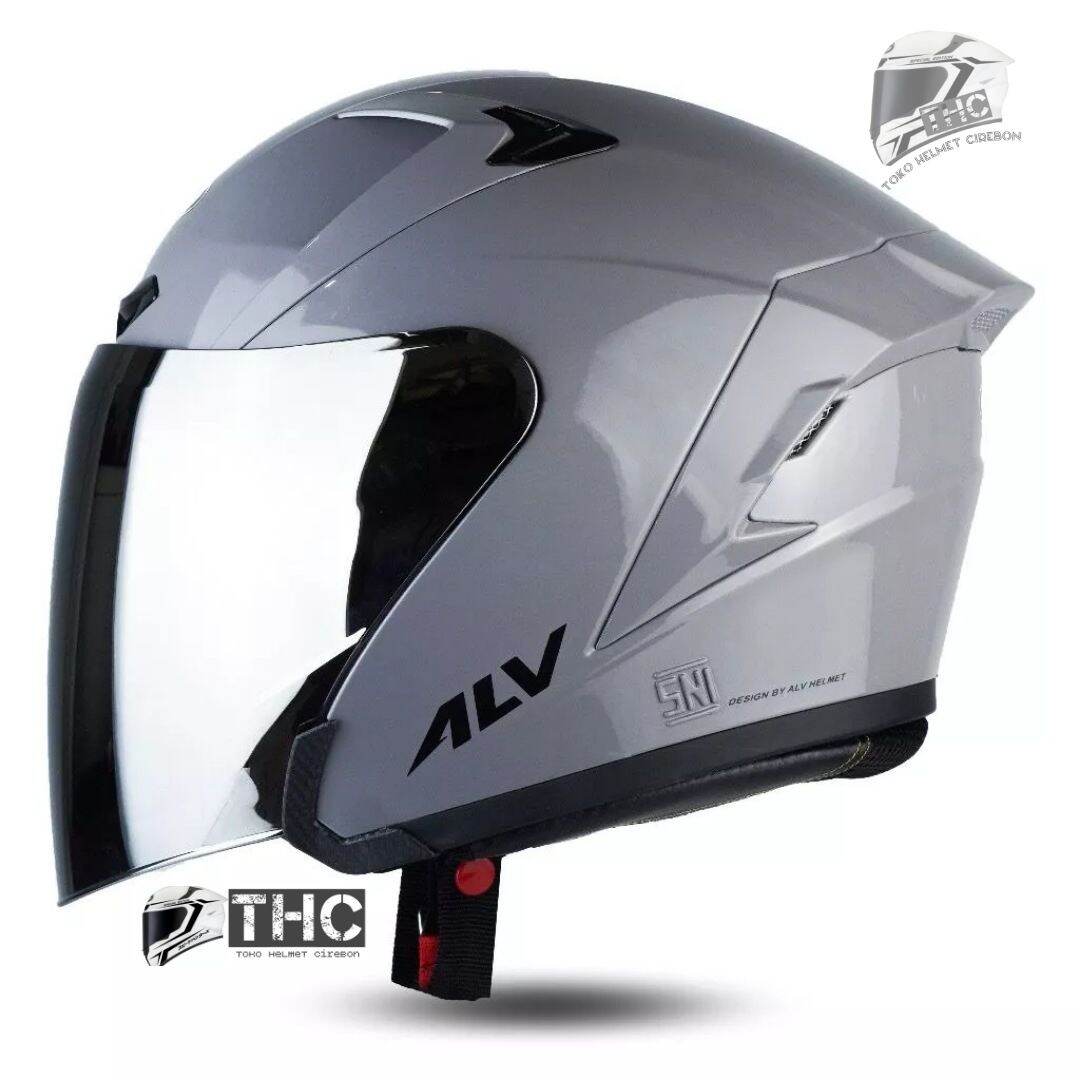 HELM ALV ULTRON SOLID GREY GLOSY HELM HALF FACE STANDAR SNI ORIGINAL ...