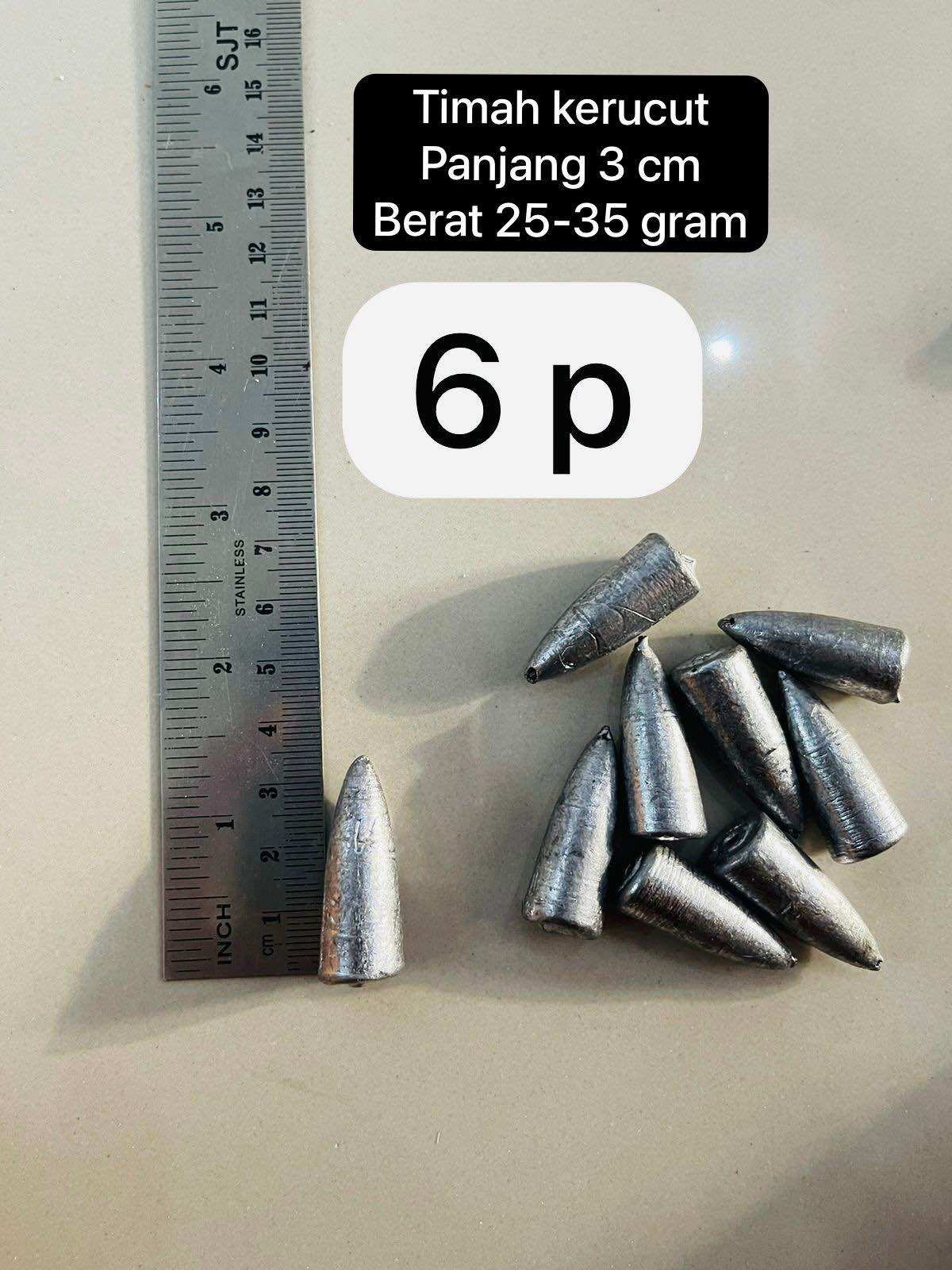 TIMAH PANCING KERUCUT PANJANG 3CM 25-35GRAM UKURAN 6 P HARGA SATUAN ...