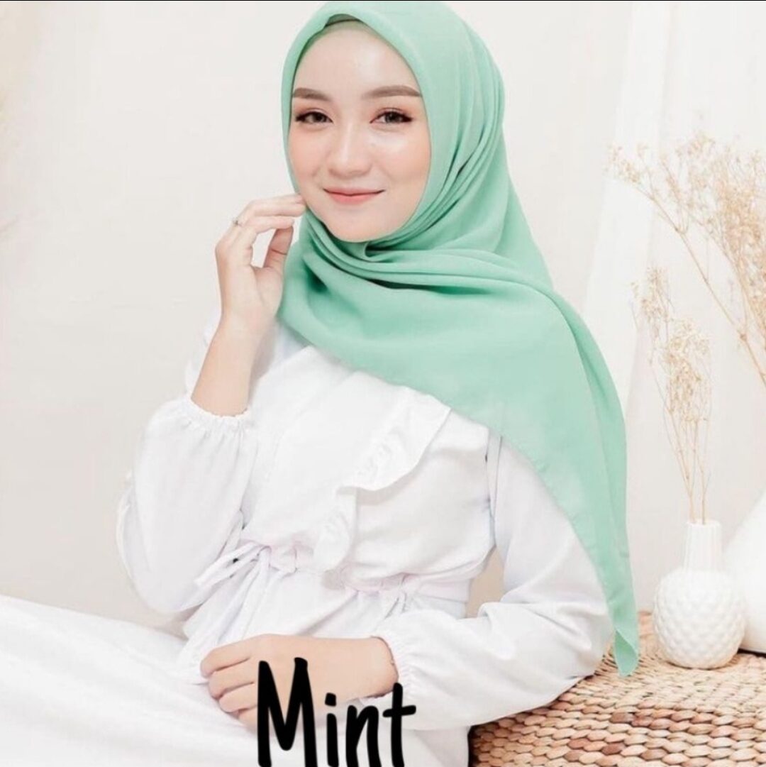 kerudung kotak polos paris /bella square hijau mint | Lazada Indonesia