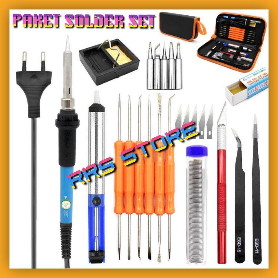Satu Paket lengkat solder listrik set GEYOTAR Peralatan Solder Iron Kit ...