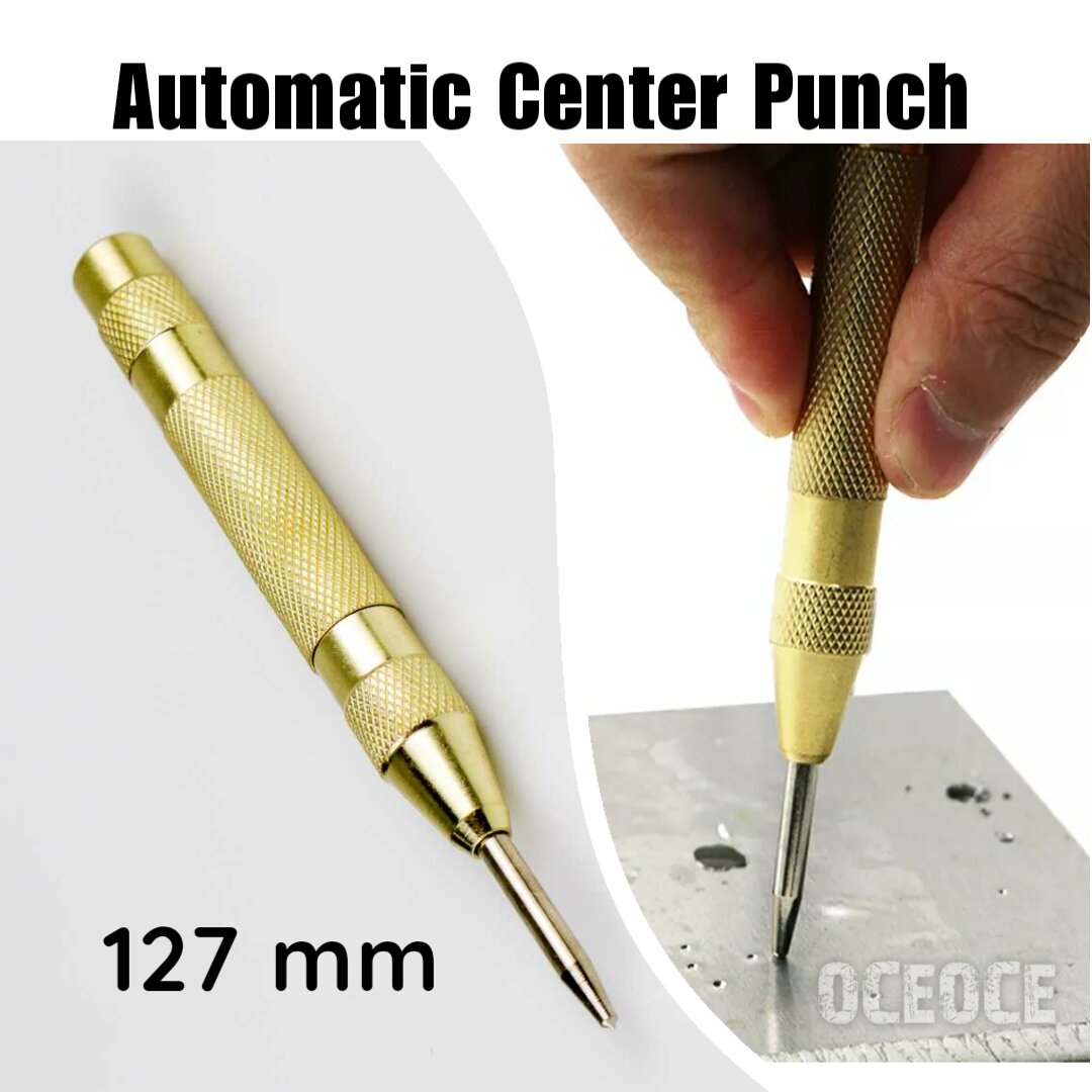 Penitik Besi Automatic Drip Center Punch 127mm Pen Penanda Titik Bor ...