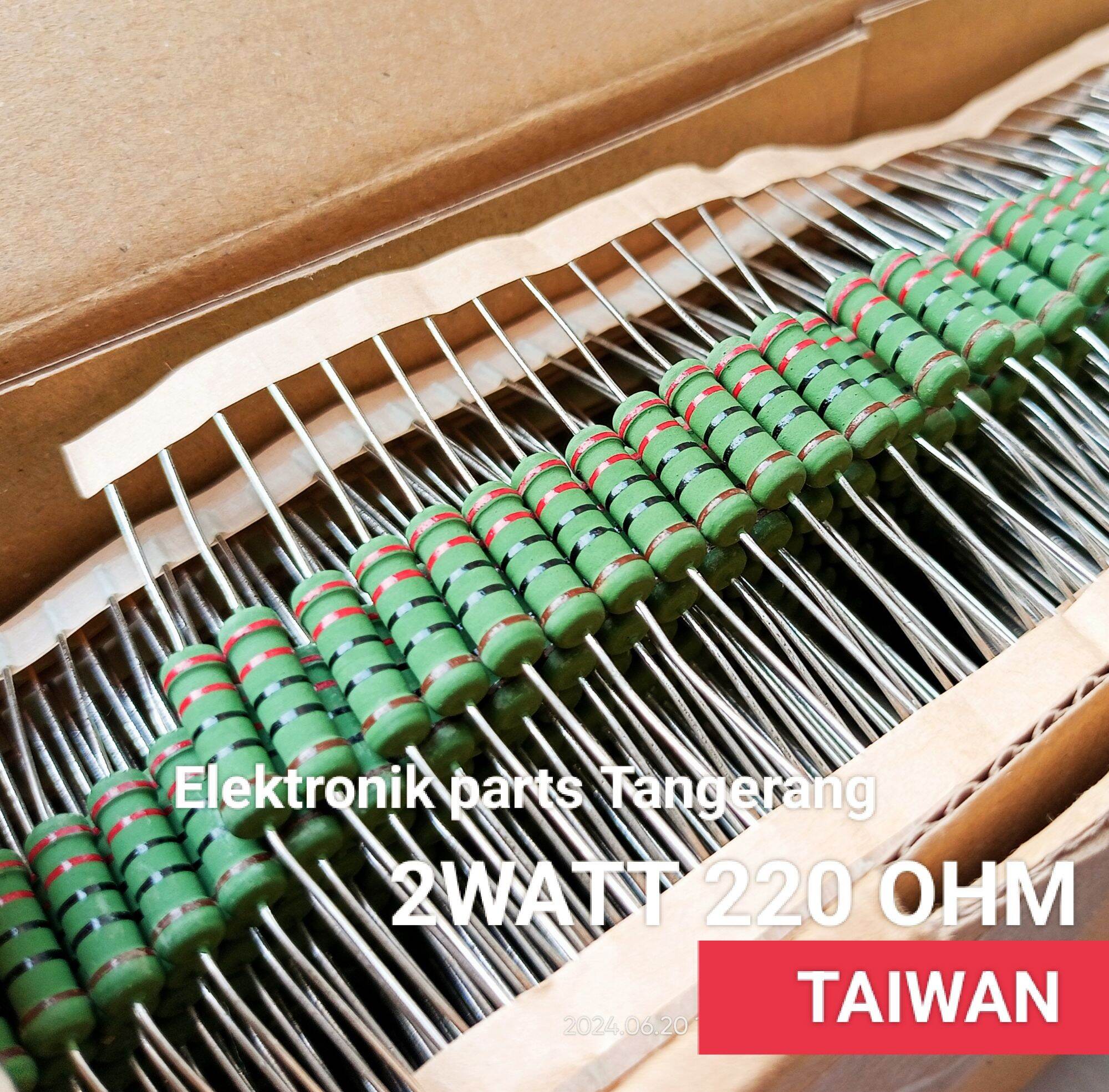 (10 buah) RESISTOR 2WATT 220 OHM TAIWAN KAKI TEMBAGA RESISTOR 2W 220 OHM RESISTOR 2WATT 220 OHM ...