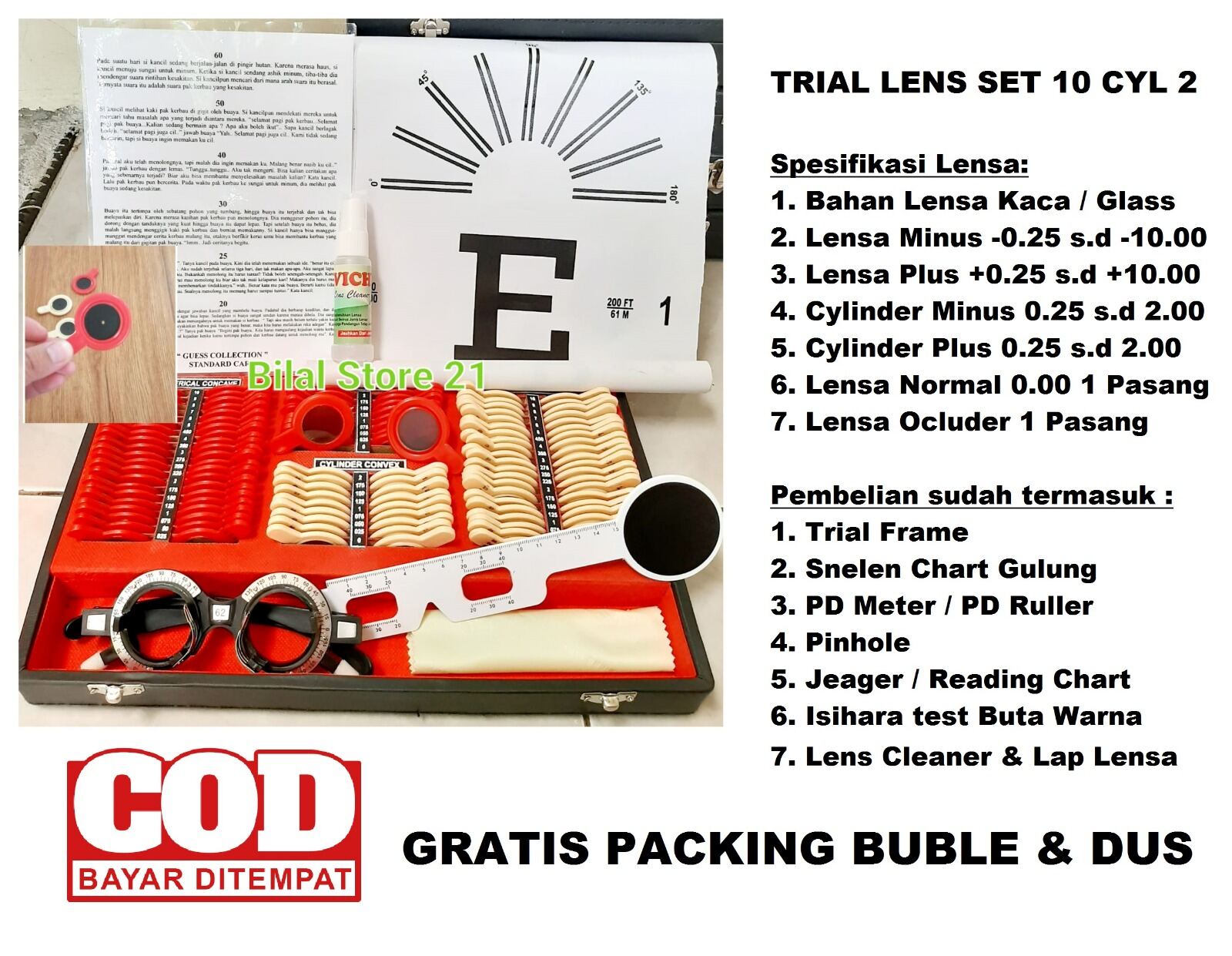 Trial Lens Set 10 cyl 2 Alat Periksa Mata Alat Kir Mata Alat Refraksi ...
